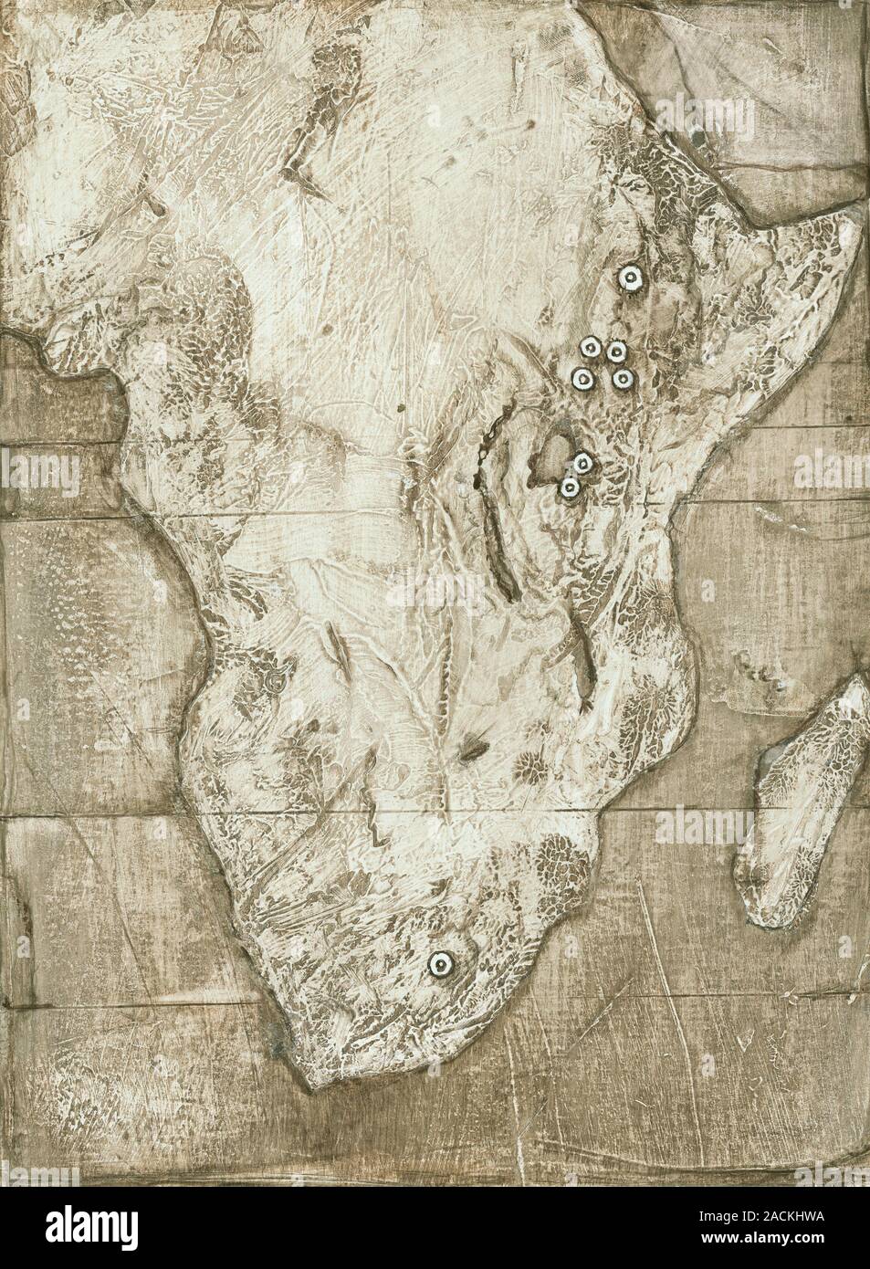 Hominid fossil sites in Africa. Map of the continent of Africa, where ...