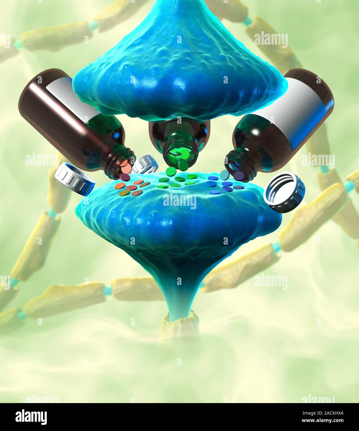 Neurological drug treatment, conceptual image. Computer artwork ...