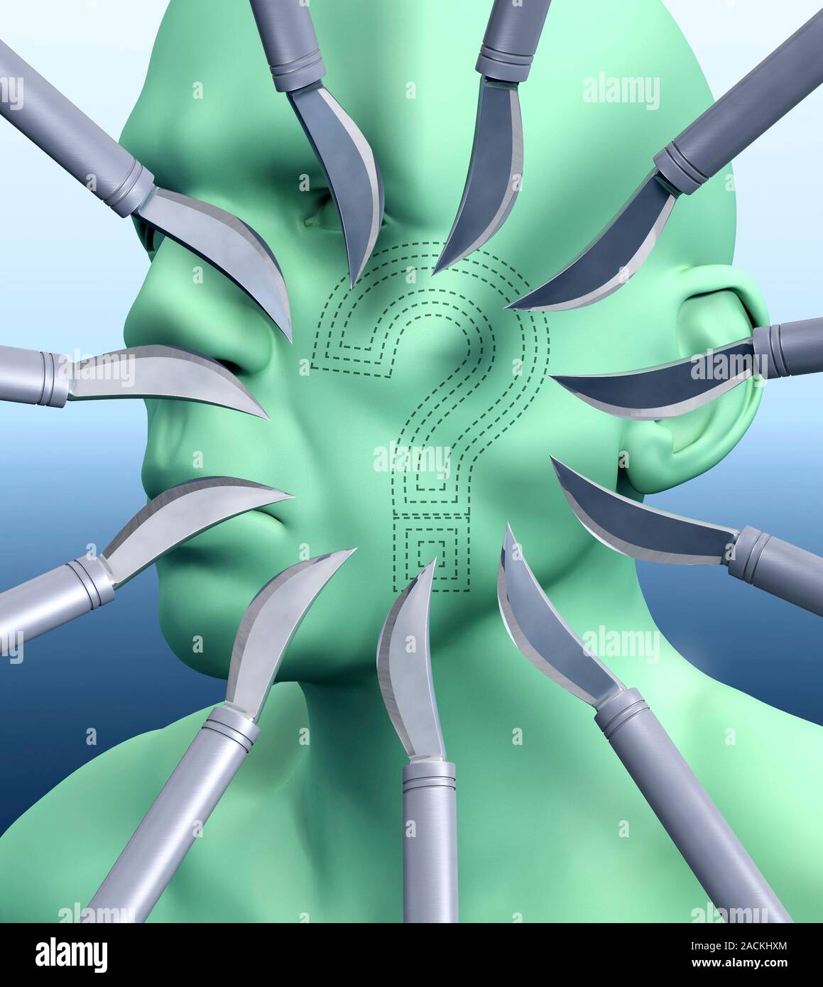 Dilemma of facial tissue removal, conceptual computer artwork. When ...