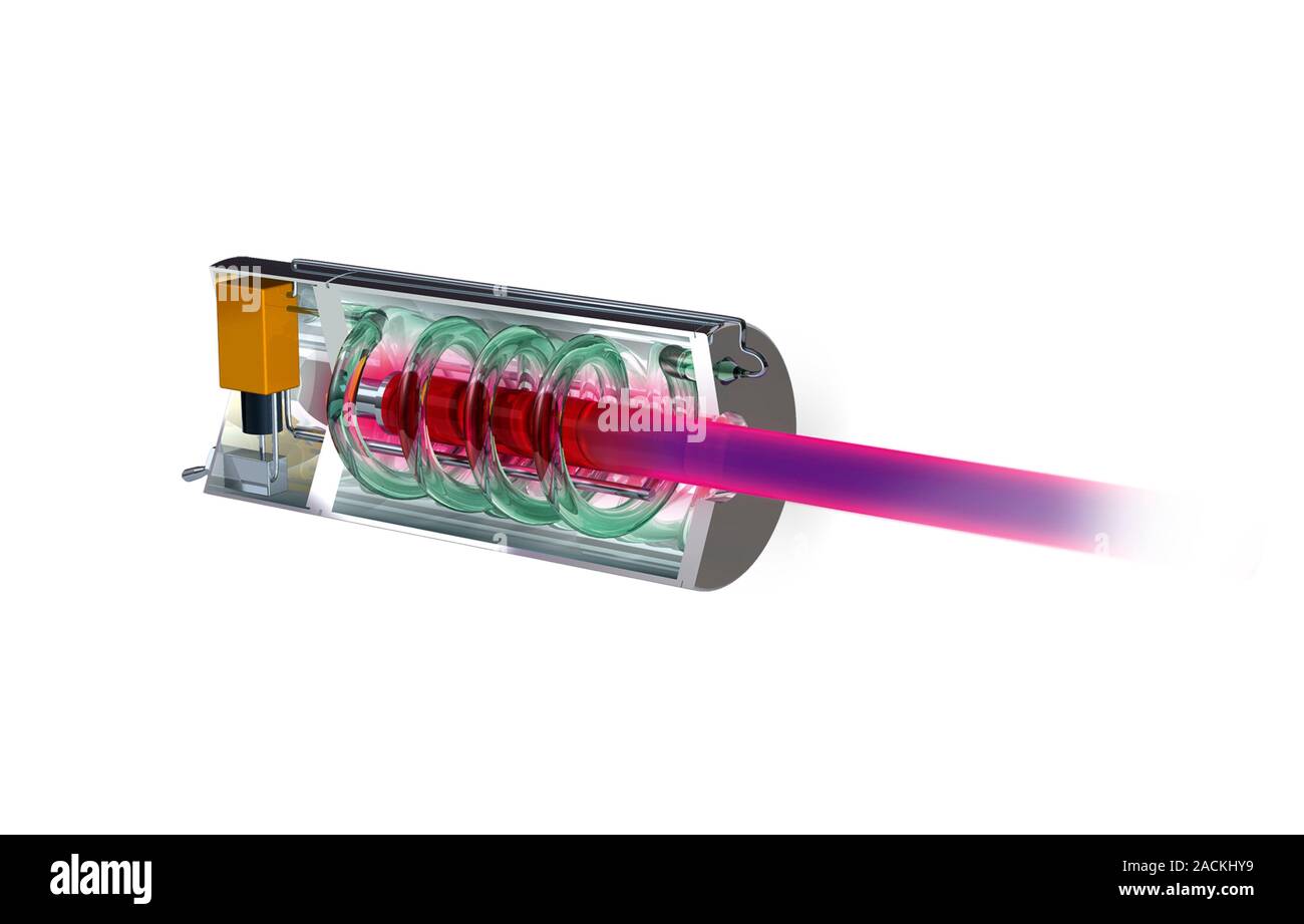 World's first working laser. Computer artwork showing the structure of ...