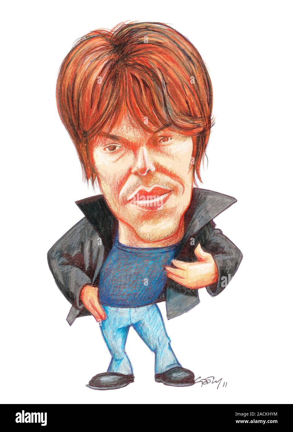 Brian Cox (born 1968). Caricature of the British particle physicist ...