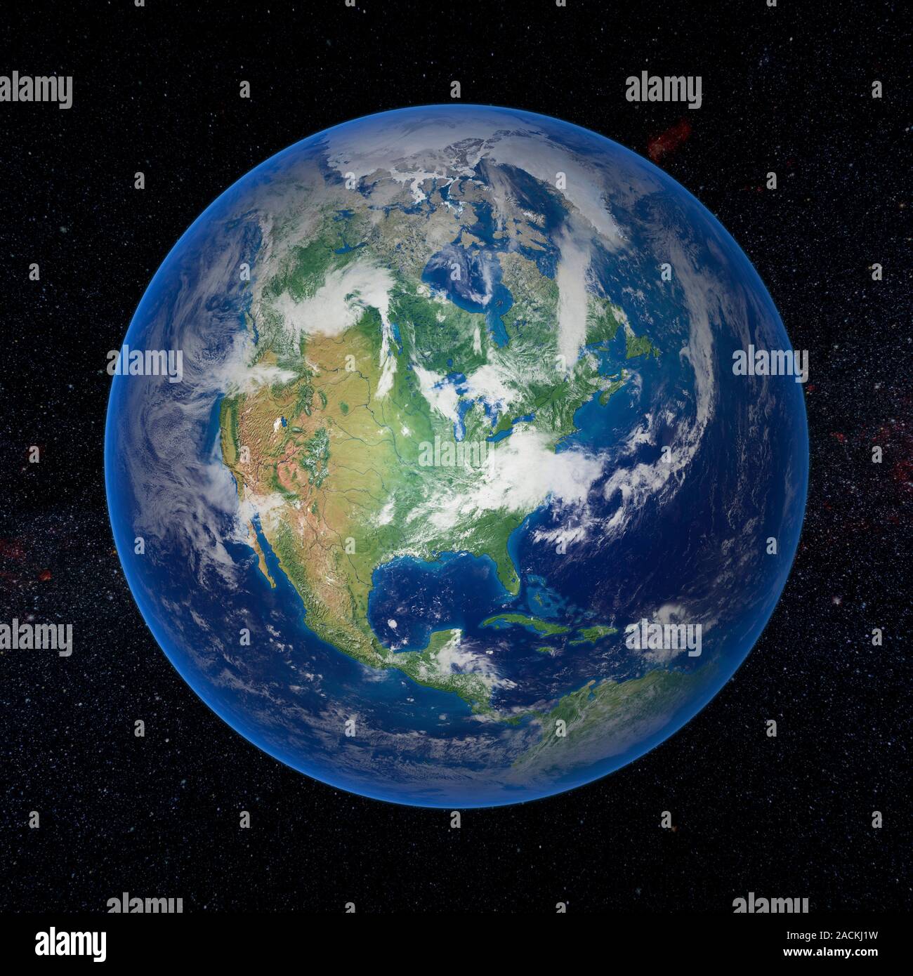 North America from space. Computer image based on satellite photographs ...