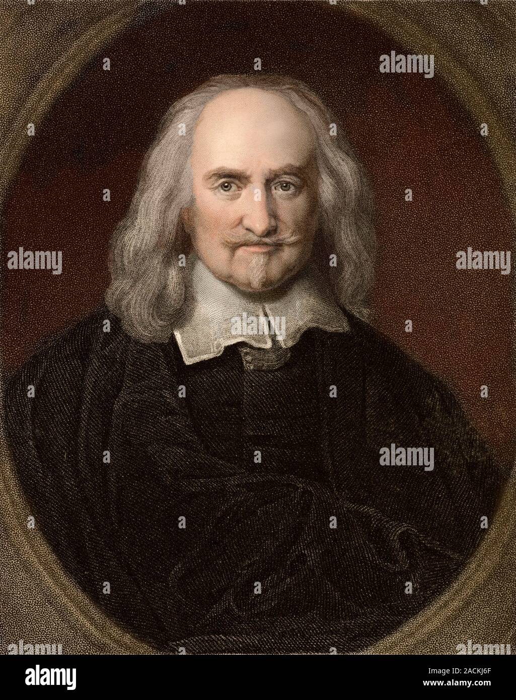 Thomas Hobbes (1588-1679). Engraving by J. Posselwhite from a painting ...