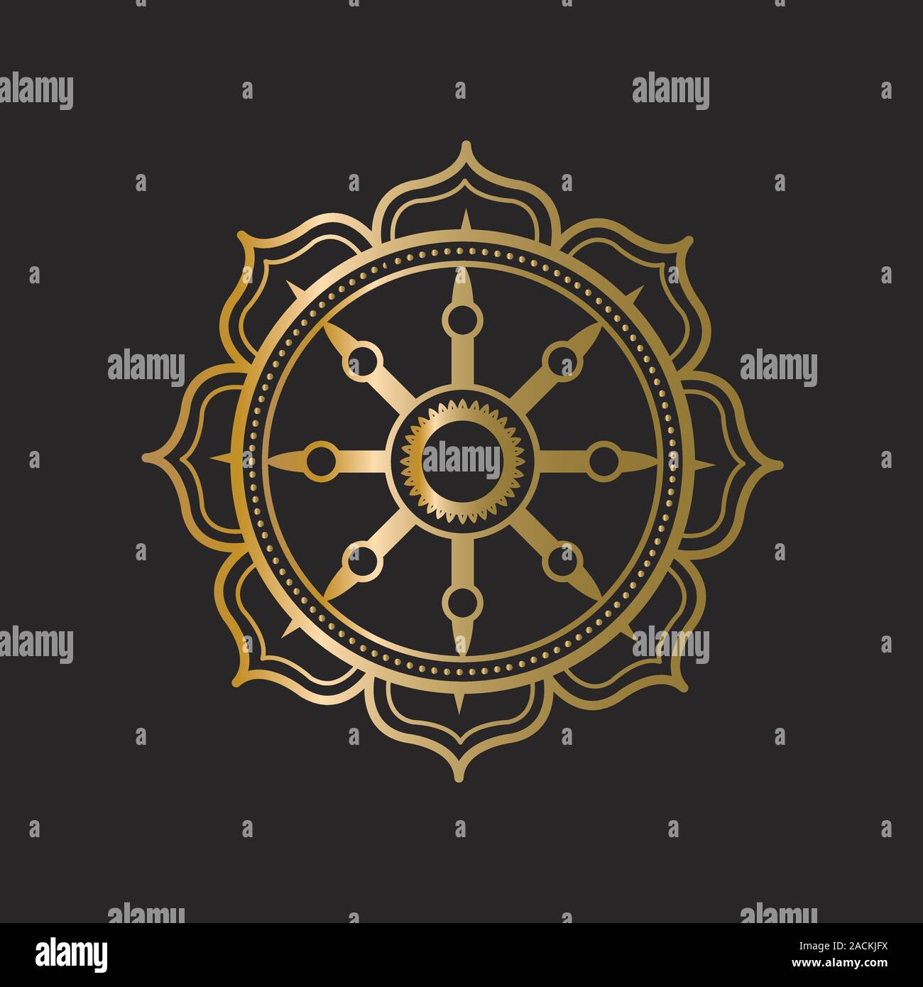 Dharma wheel vector logo. Dharma wheel icon. Dharma wheel emblem Stock ...