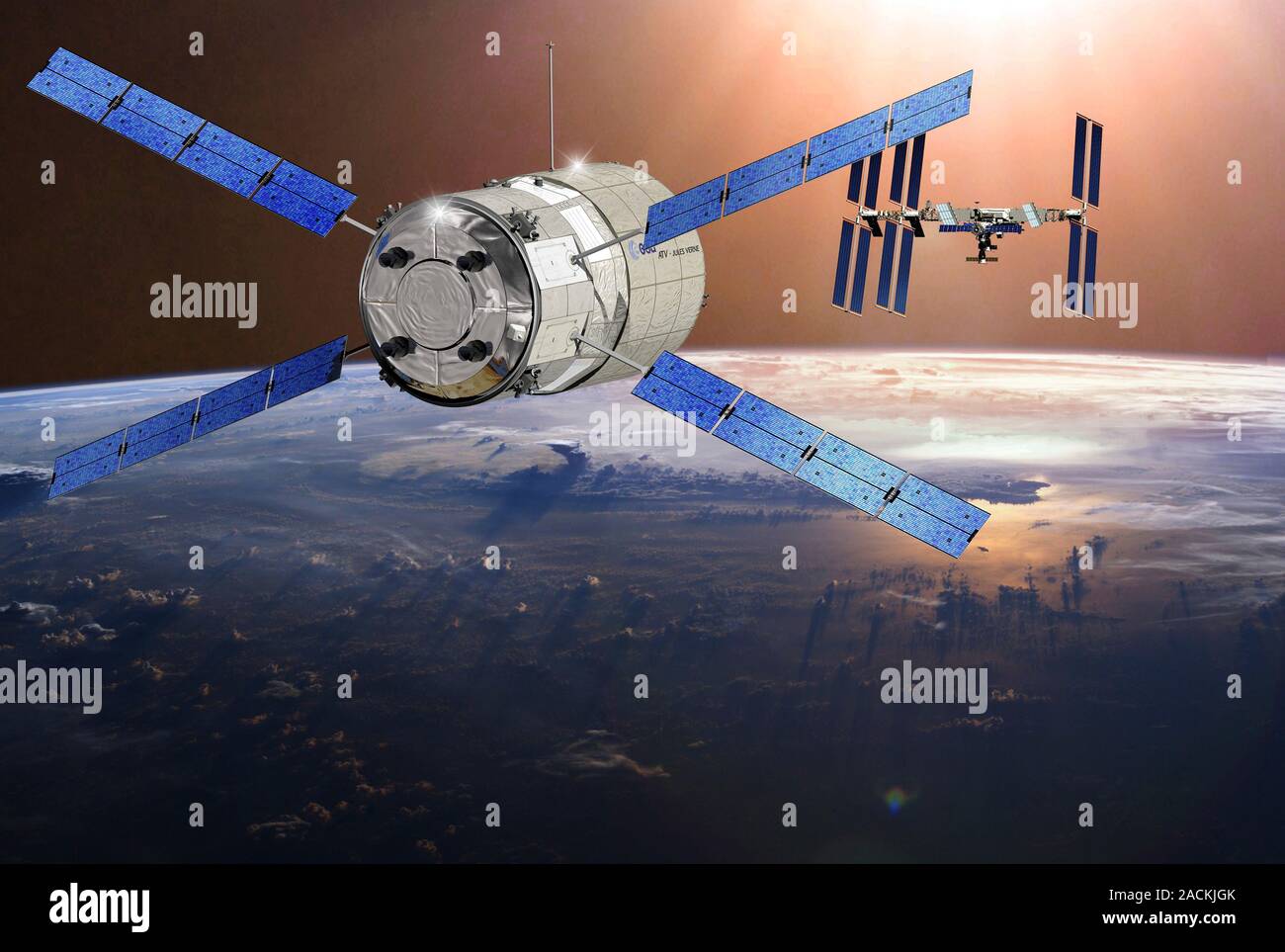 Automated Transfer Vehicle (ATV) approaching the International Space ...