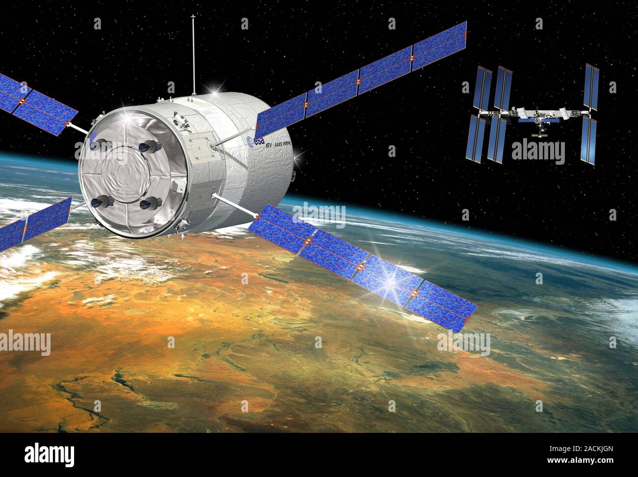 Automated Transfer Vehicle (ATV) approaching the International Space ...