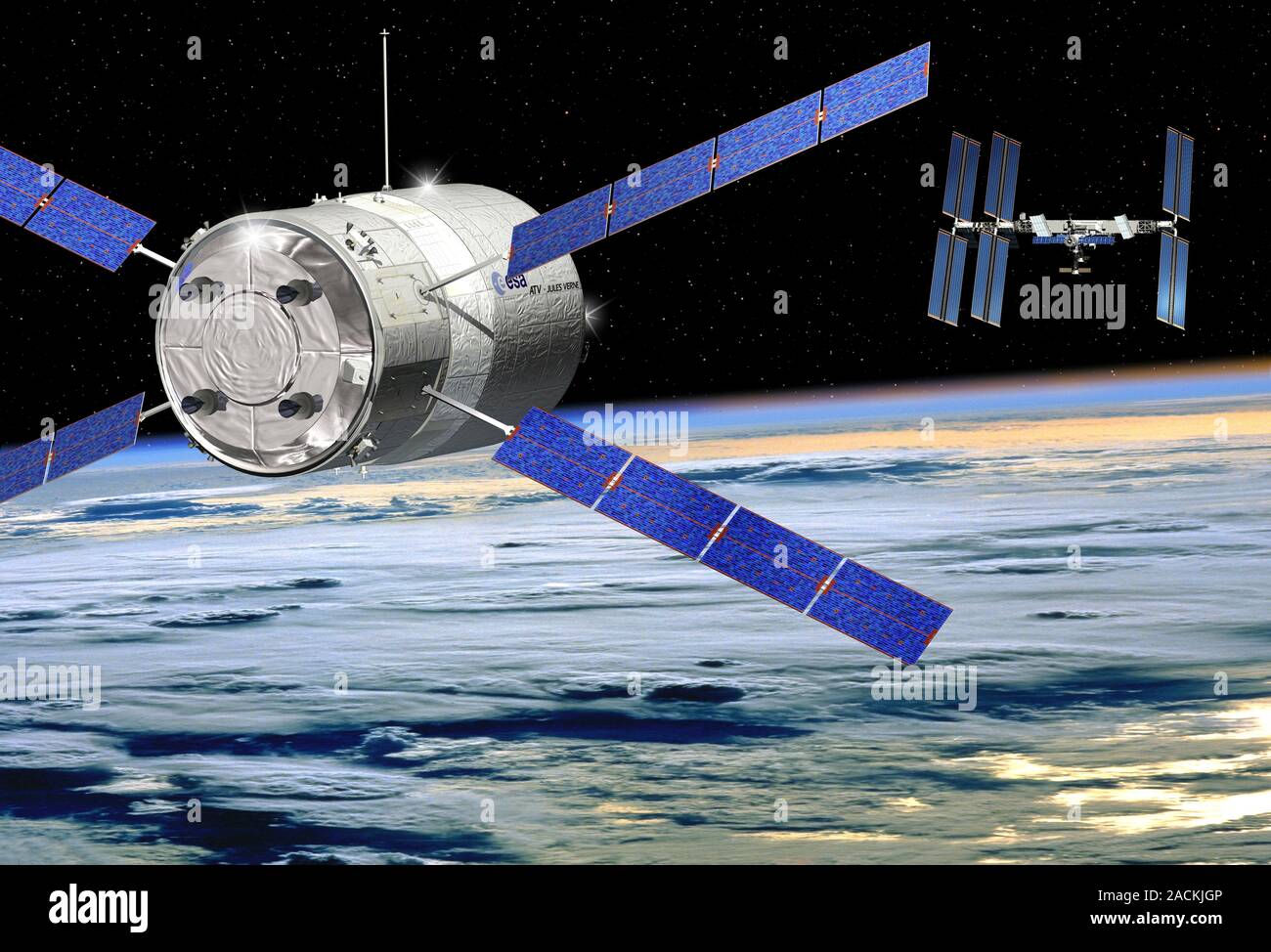 Automated Transfer Vehicle (ATV) approaching the International Space ...