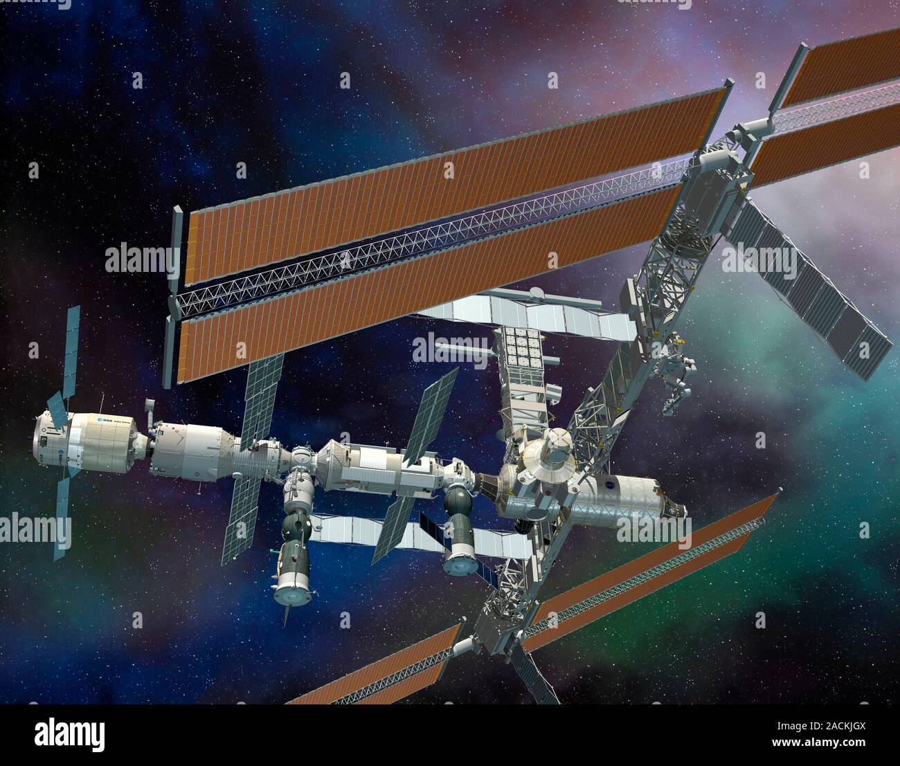 Automated Transfer Vehicle (ATV, left) docked to the International ...