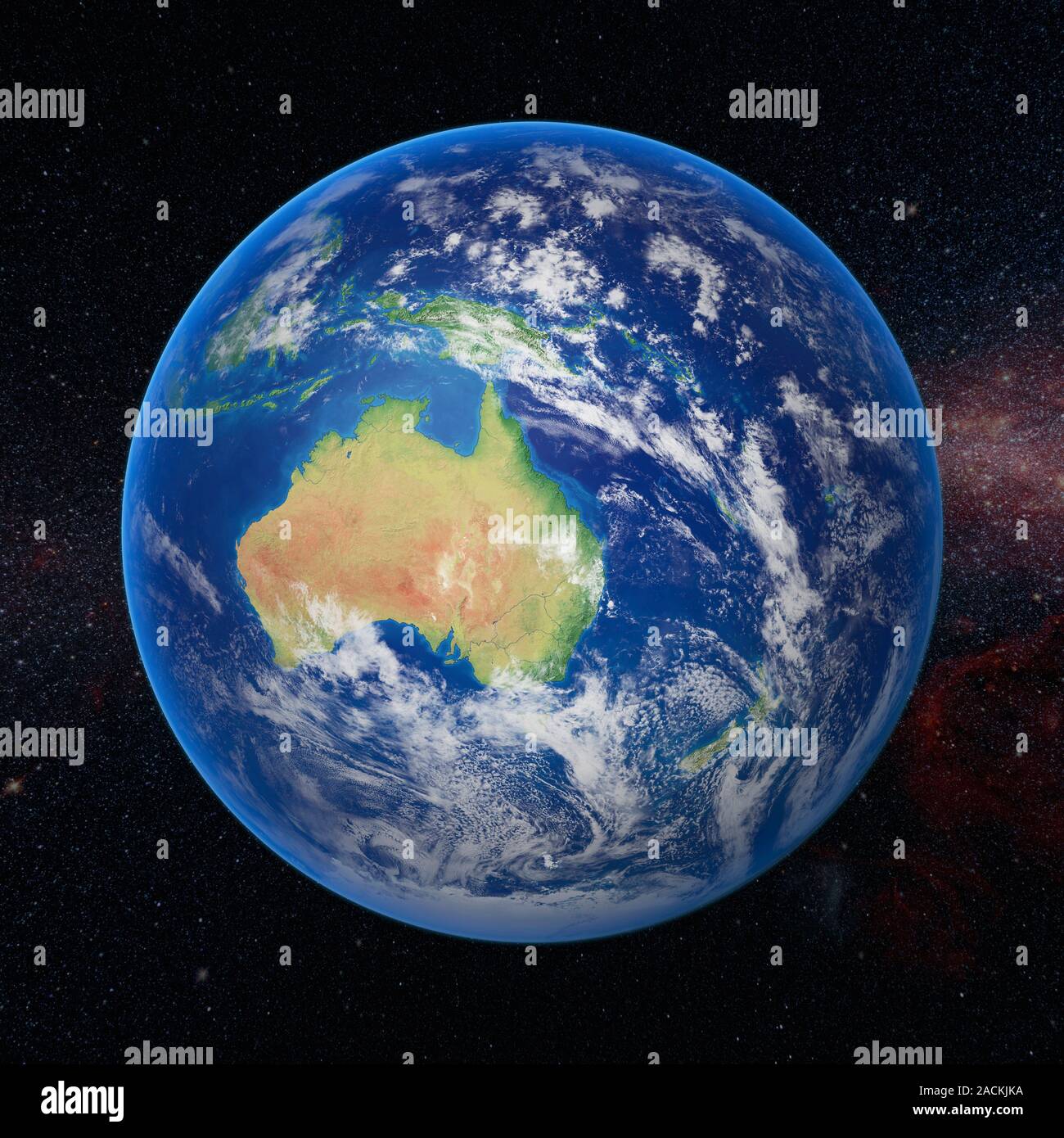 Australia from space. Computer enhanced satellite photograph of the ...