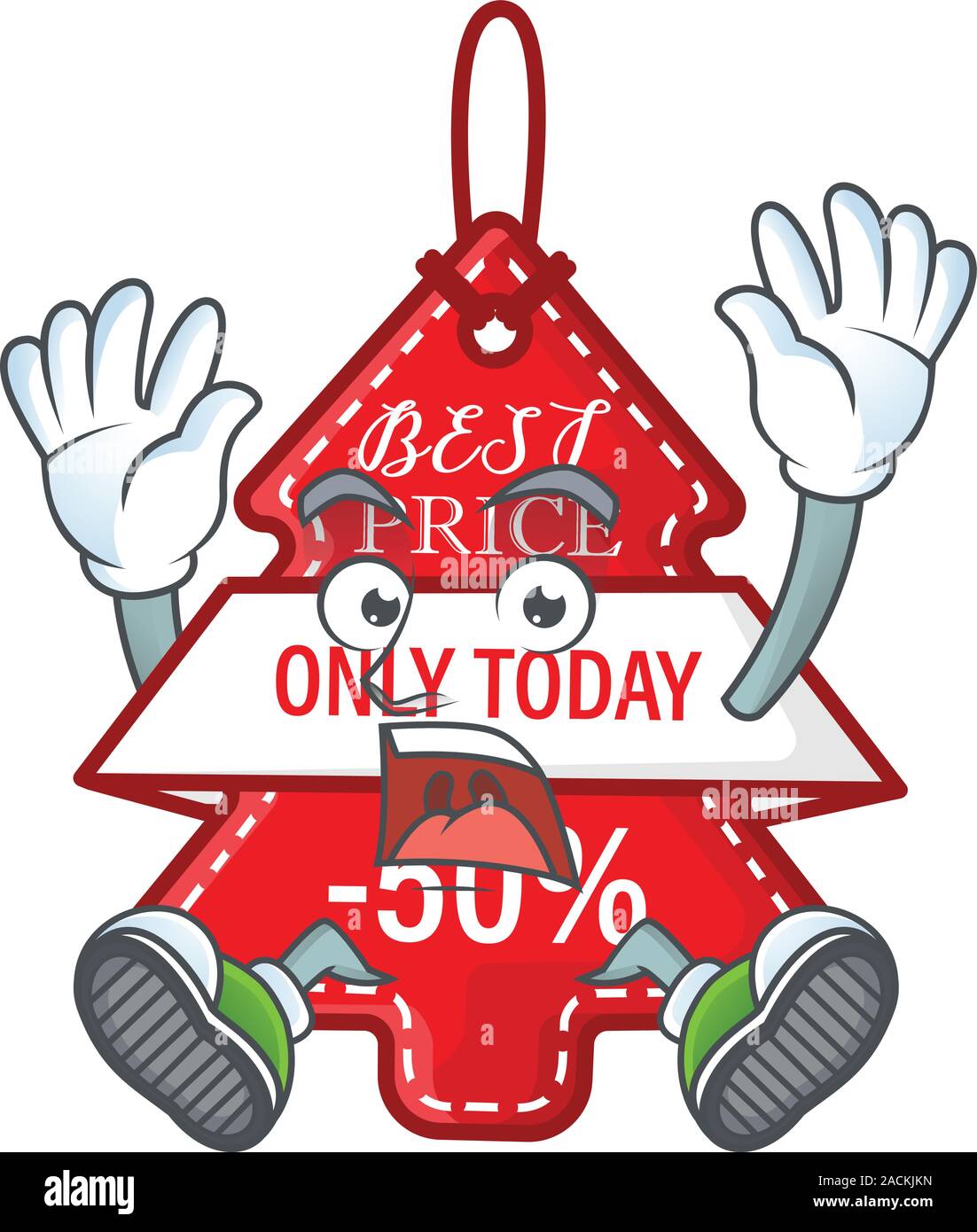 cute christmas best price tag cartoon character style with shocking ...