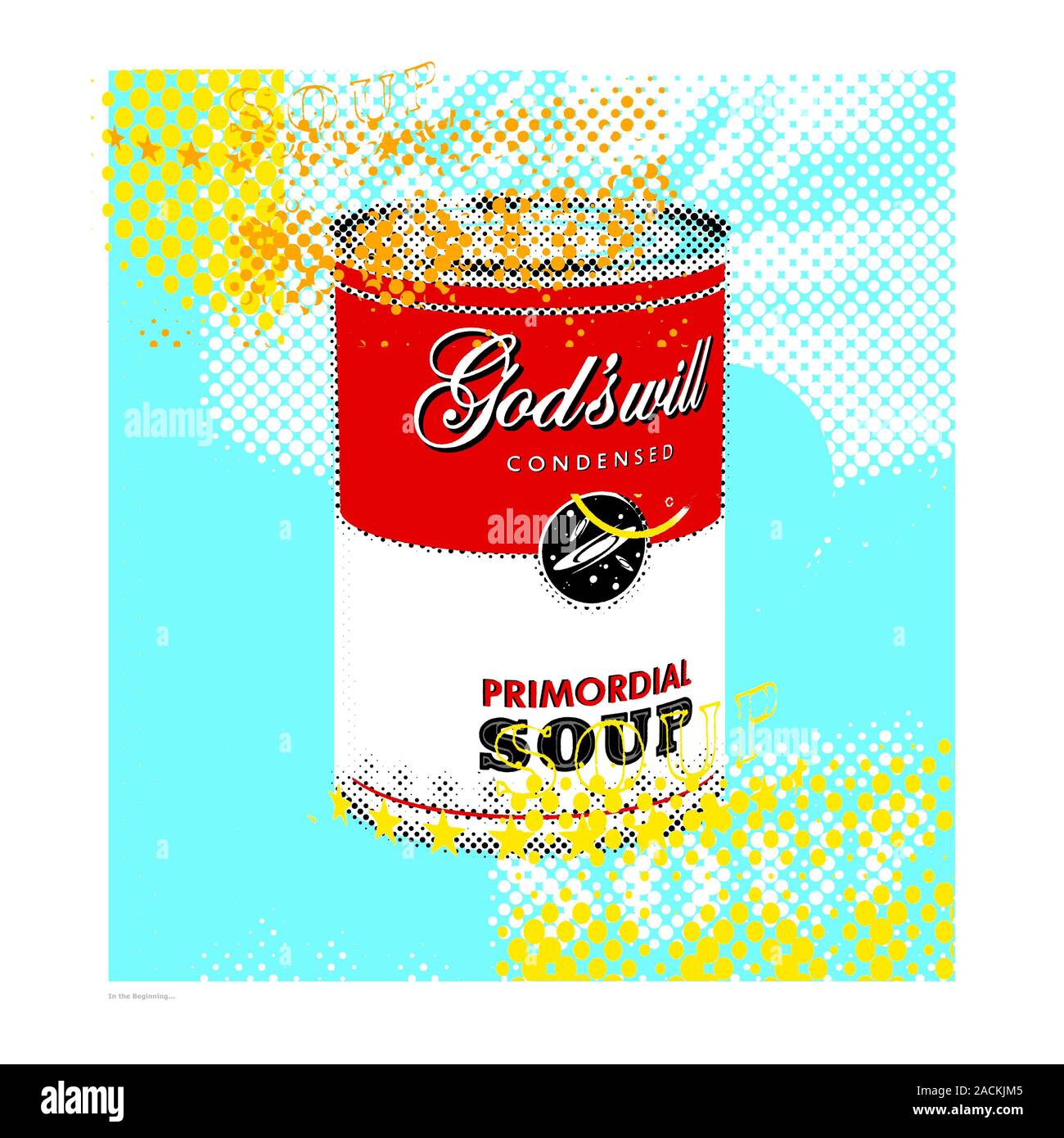 Creation, conceptual image. Computer artwork of a soup can suggesting ...