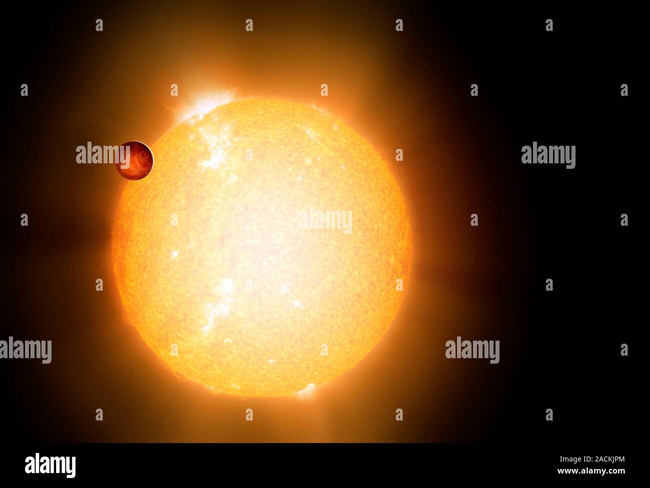 Alien planetary system. Computer artwork of a Jupiter-sized planet ...