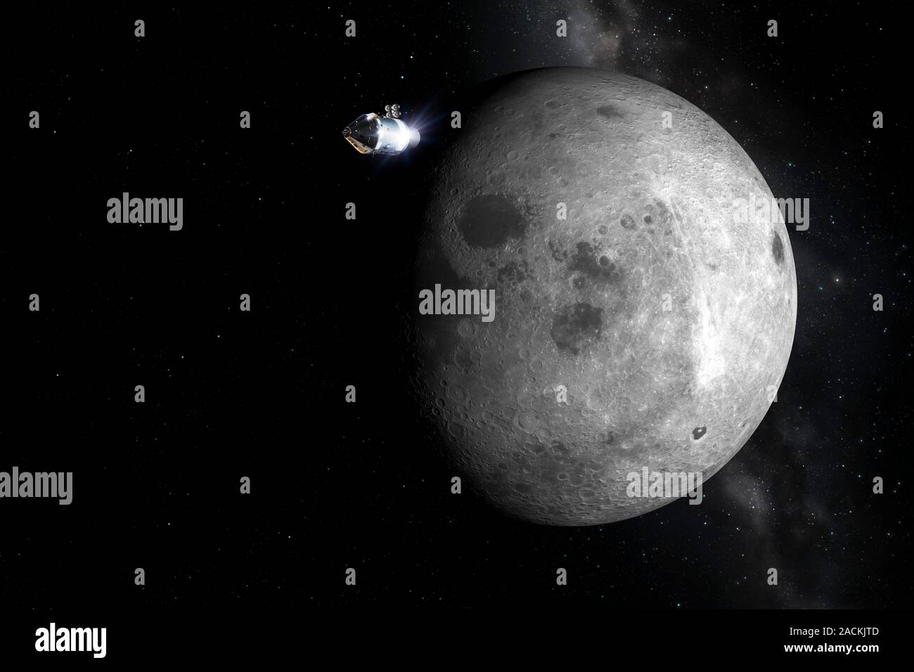 Apollo spacecraft. Computer artwork of an Apollo spacecraft leaving the ...