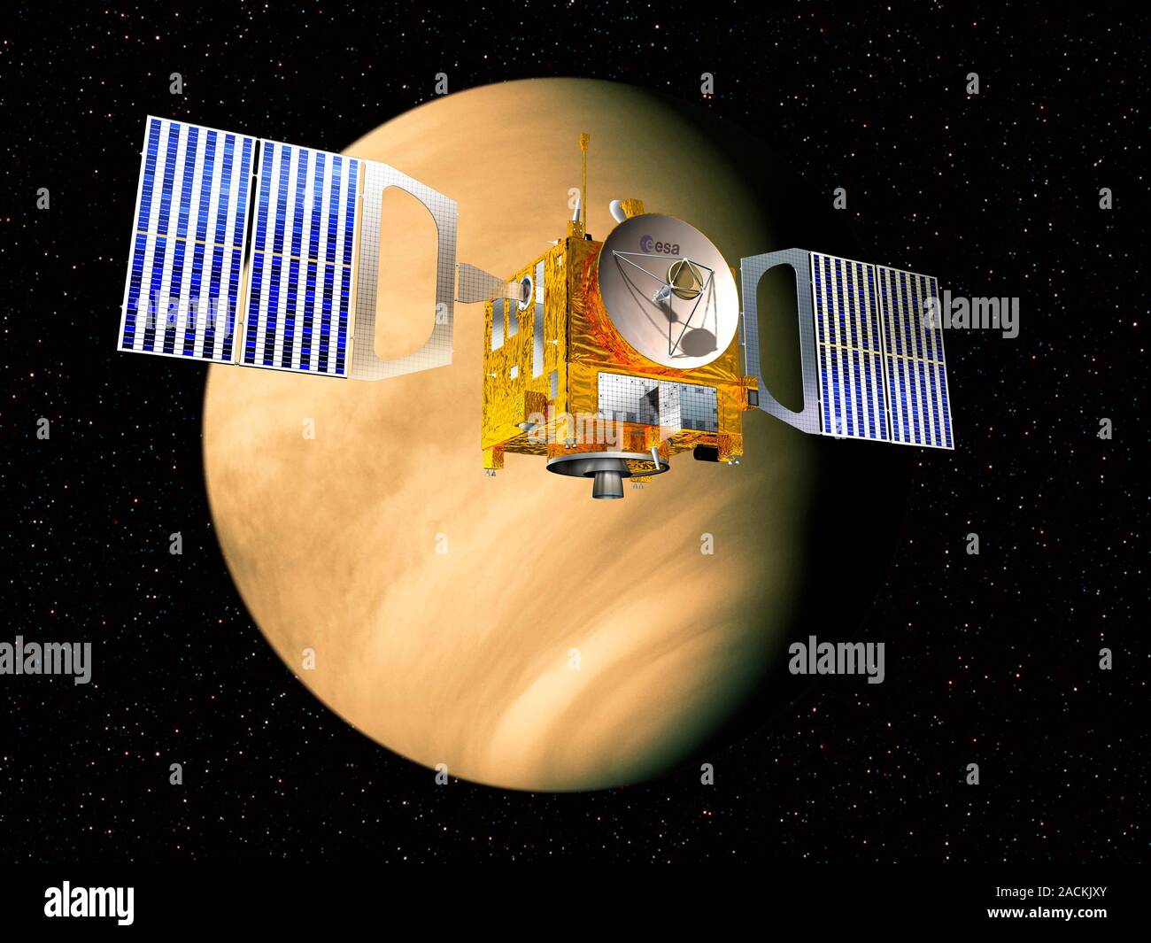 Venus Express at Venus, artwork. This European Space Agency (ESA) probe ...
