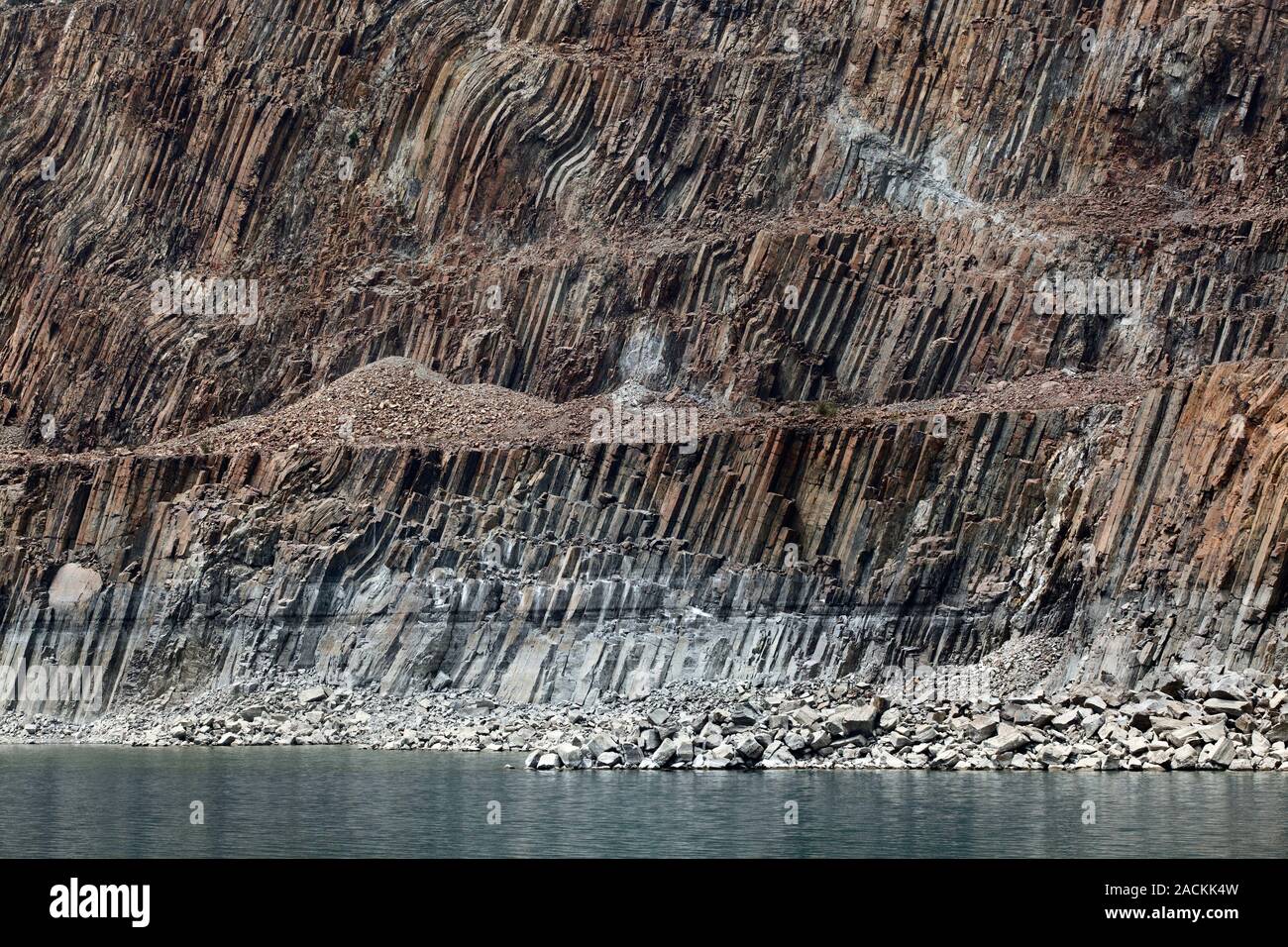 Columnar basalt, near East Dam on High Island Reservoir, Sai Kung, Hong ...
