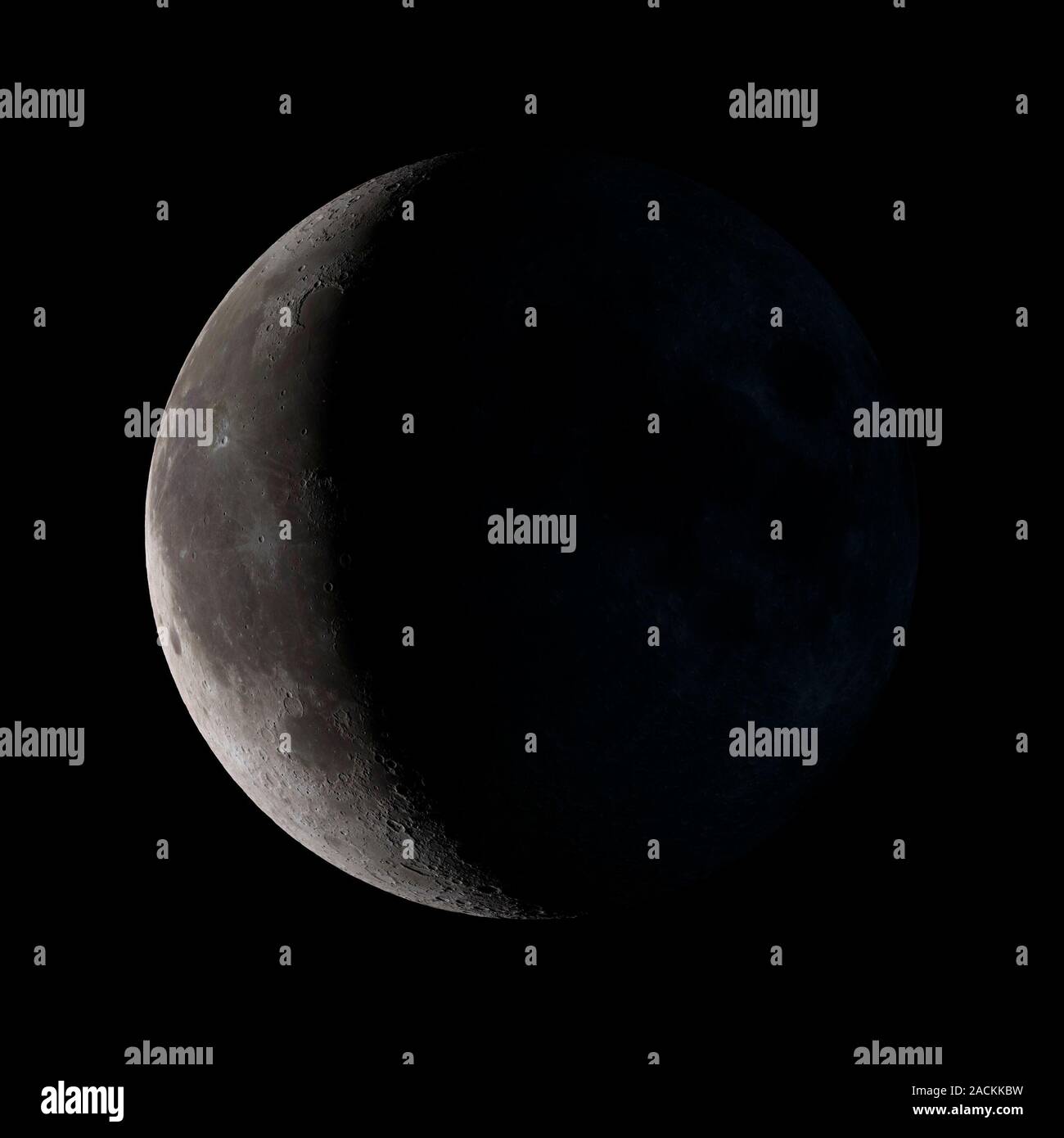 Waning crescent Moon. The lunar phases arise as the Earth-Moon-Sun ...