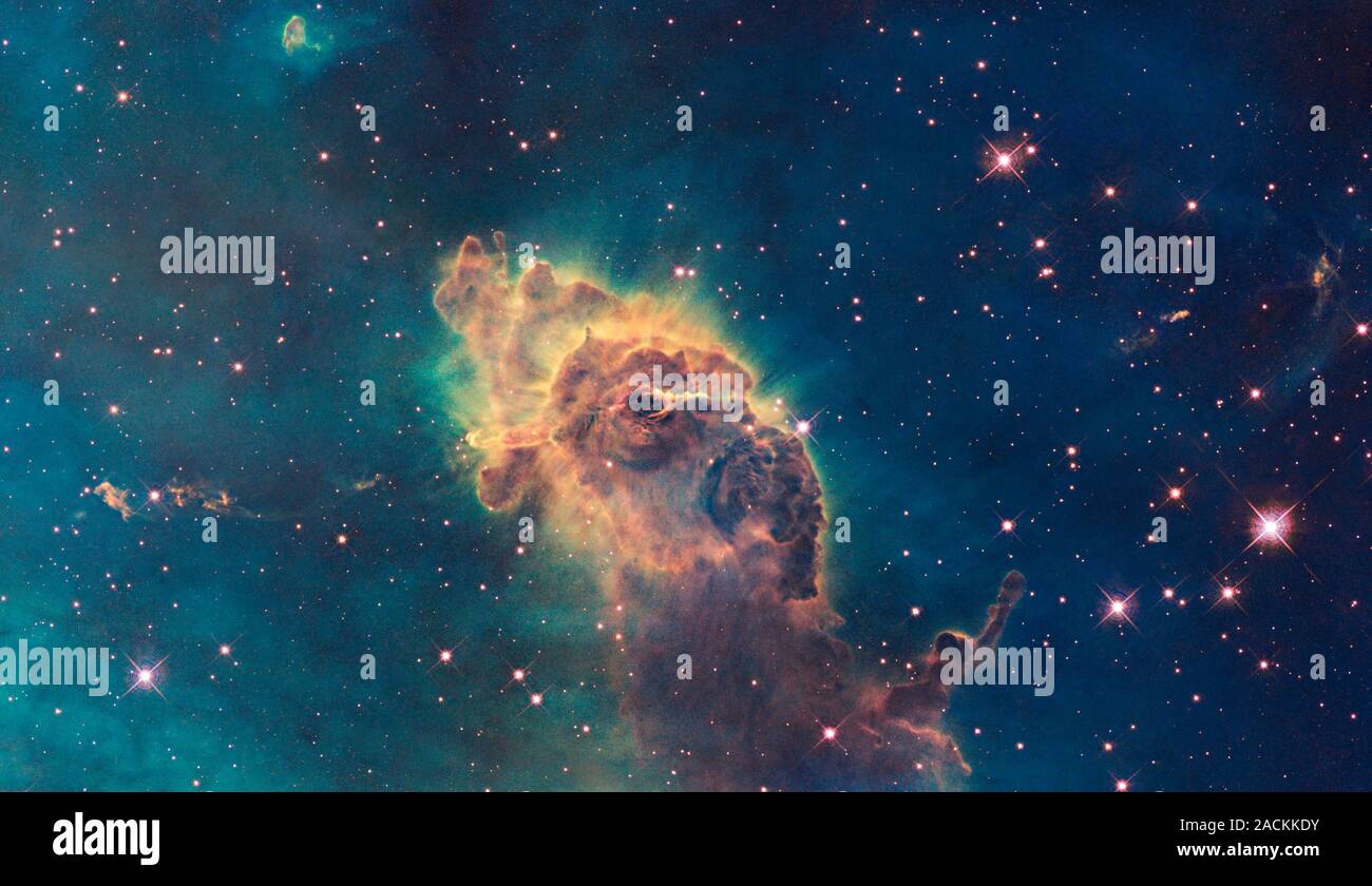 Carina Nebula pillar, Hubble Space Telescope image. Tip of a three ...