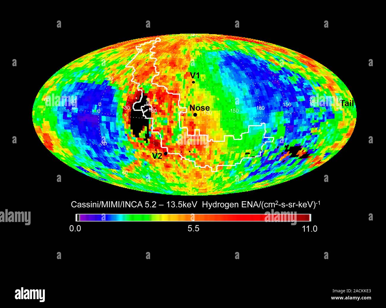 Heliosphere map. All-sky survey by Cassini of the charged particles ...