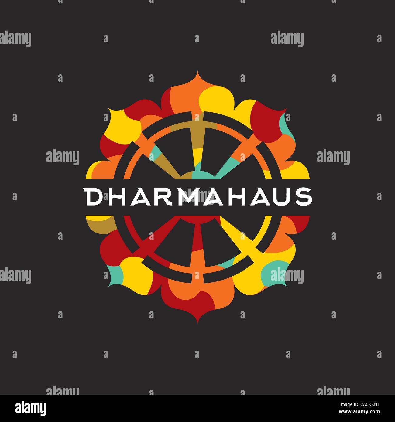 Dharma wheel vector logo. Dharma wheel icon. Dharma wheel emblem Stock ...