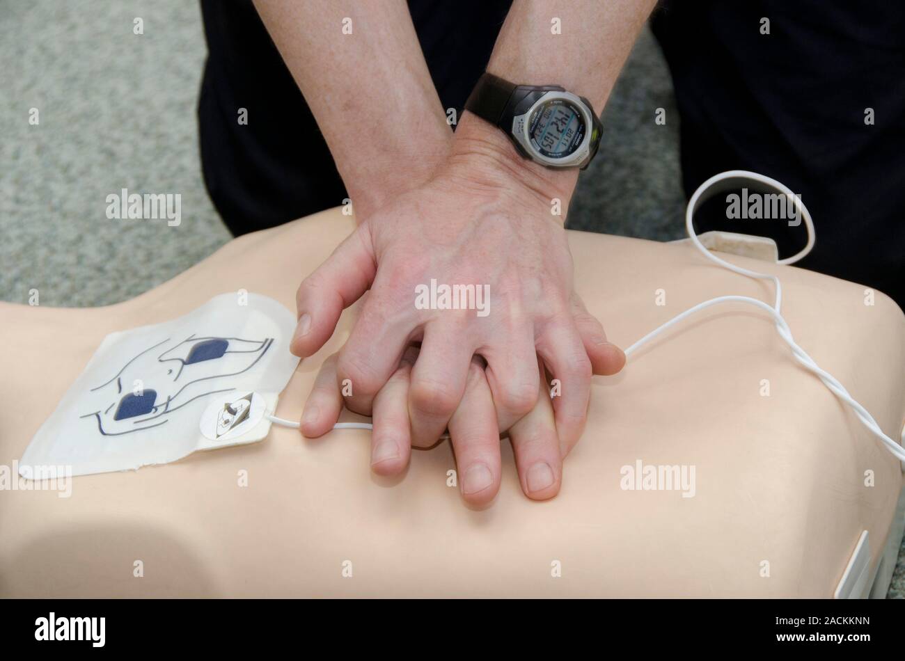 Cardiopulmonary (CPR) resuscitation training for general practice (GP) doctors using a mannequin ...