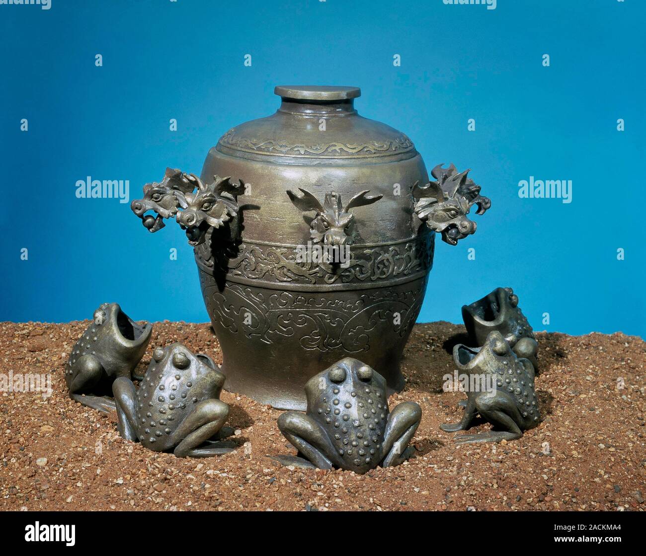 Model of Zhang Heng's seismoscope. The Chinese scientist Zhang Heng (78 ...