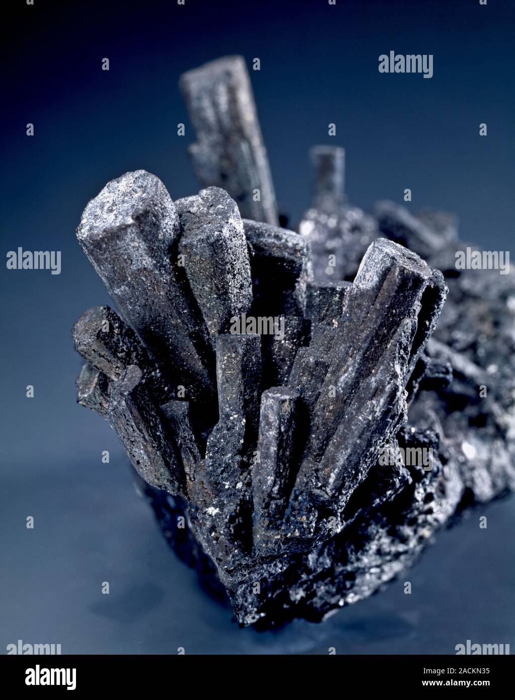 Tungsten crystals. Deposit of elemental tungsten formed through the ...
