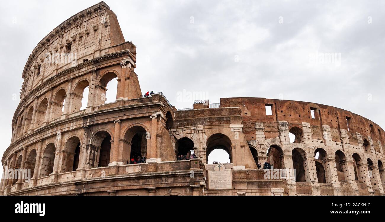 Rome Italy. Exterior of the Colosseum, famous for shows with gladiators ...
