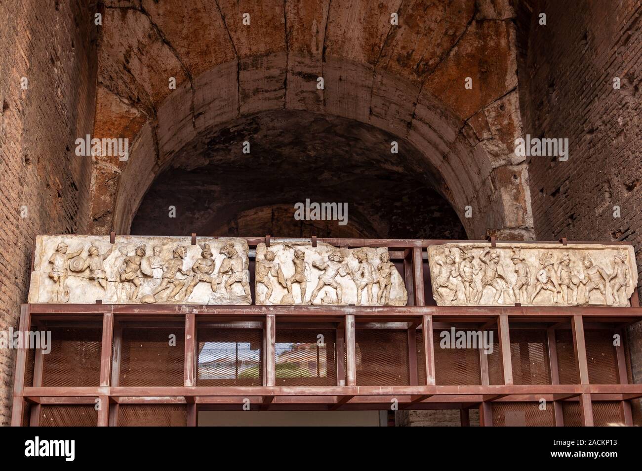 Rome Italy. Interior of the Colosseum, famous for its shows with ...