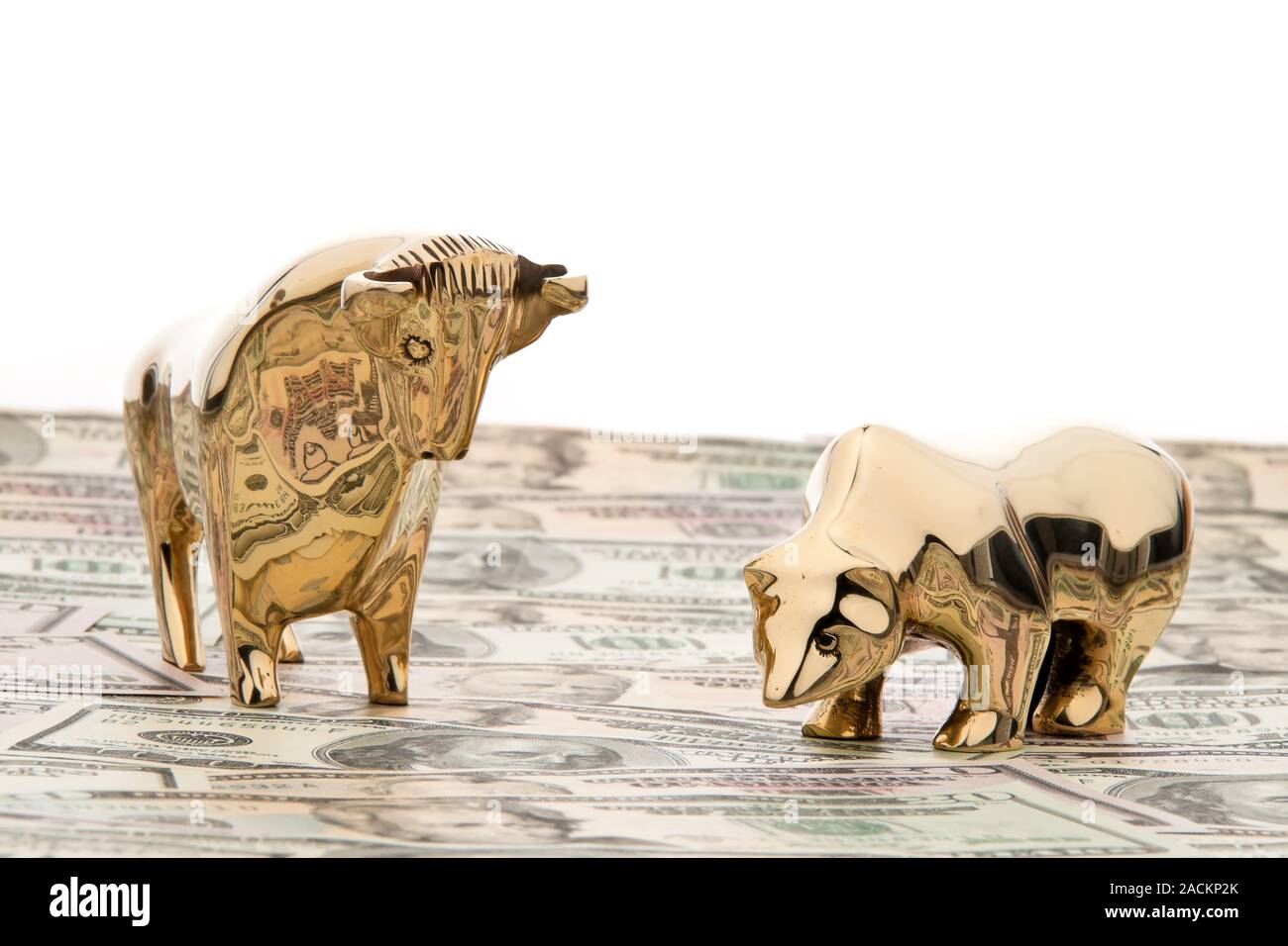 Dollar banknotes with bull and bear Stock Photo - Alamy