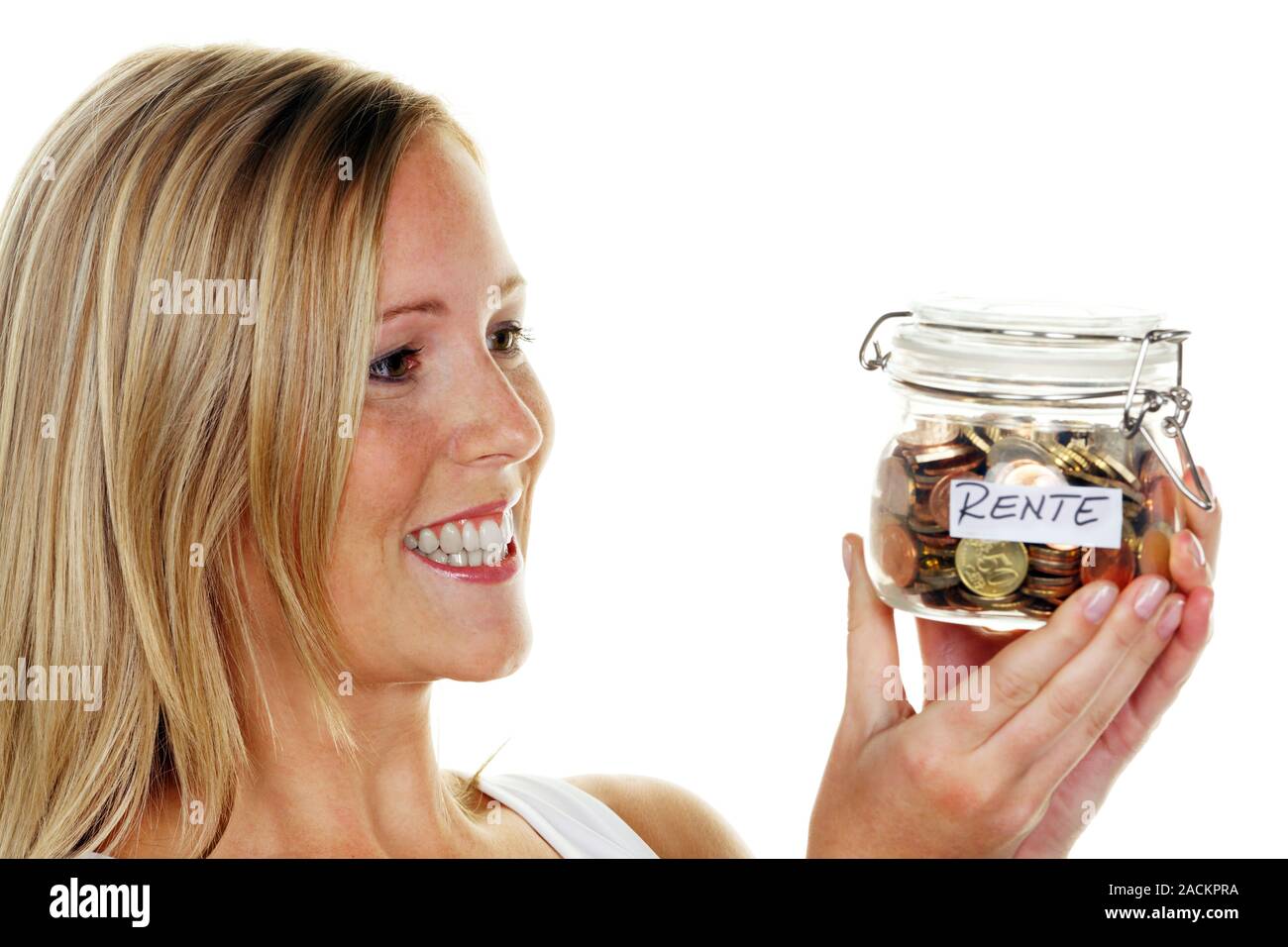 young woman saving money Stock Photo - Alamy