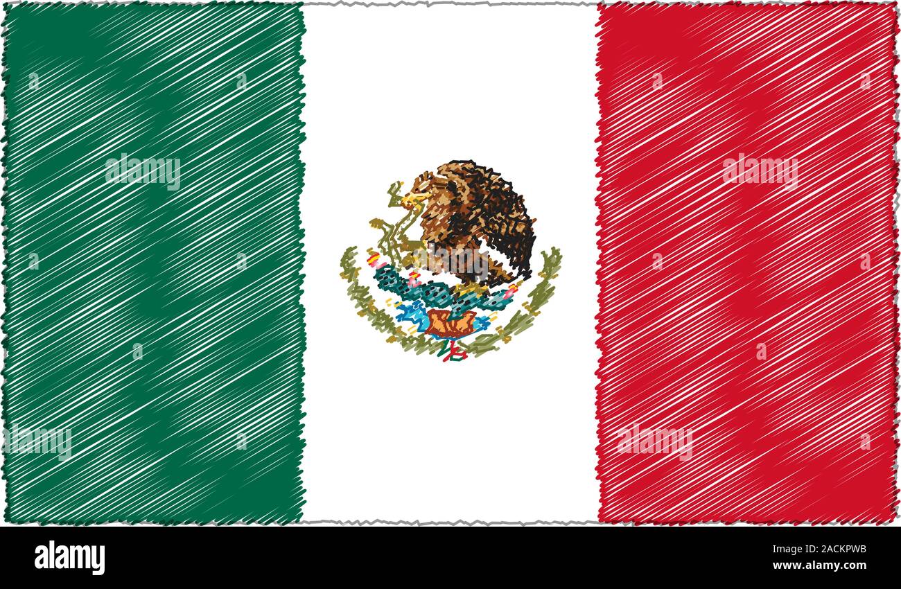 Vector Drawing of Sketch Style Mexico Flag Stock Vector Image & Art - Alamy