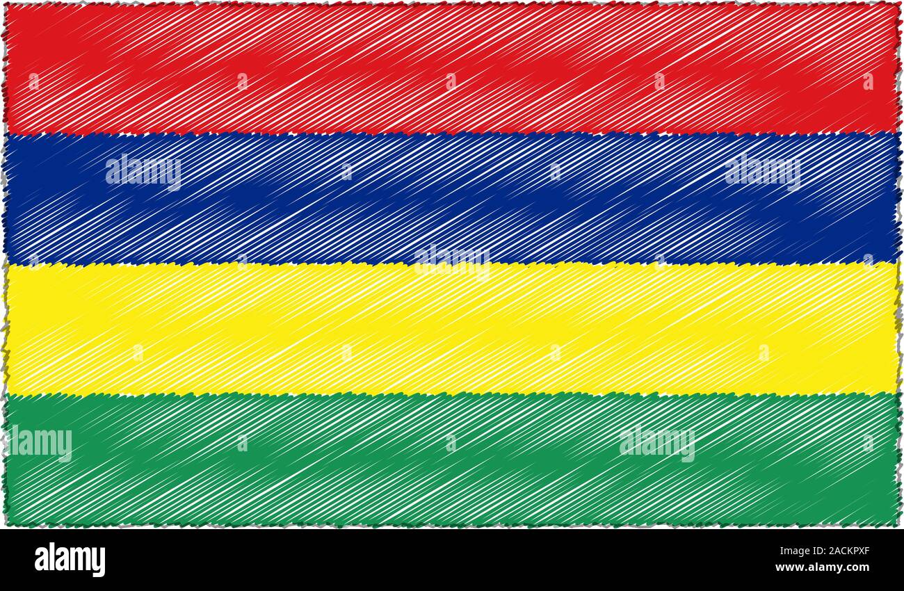 Vector Drawing of Sketch Style Mauritius Flag Stock Vector Image & Art ...