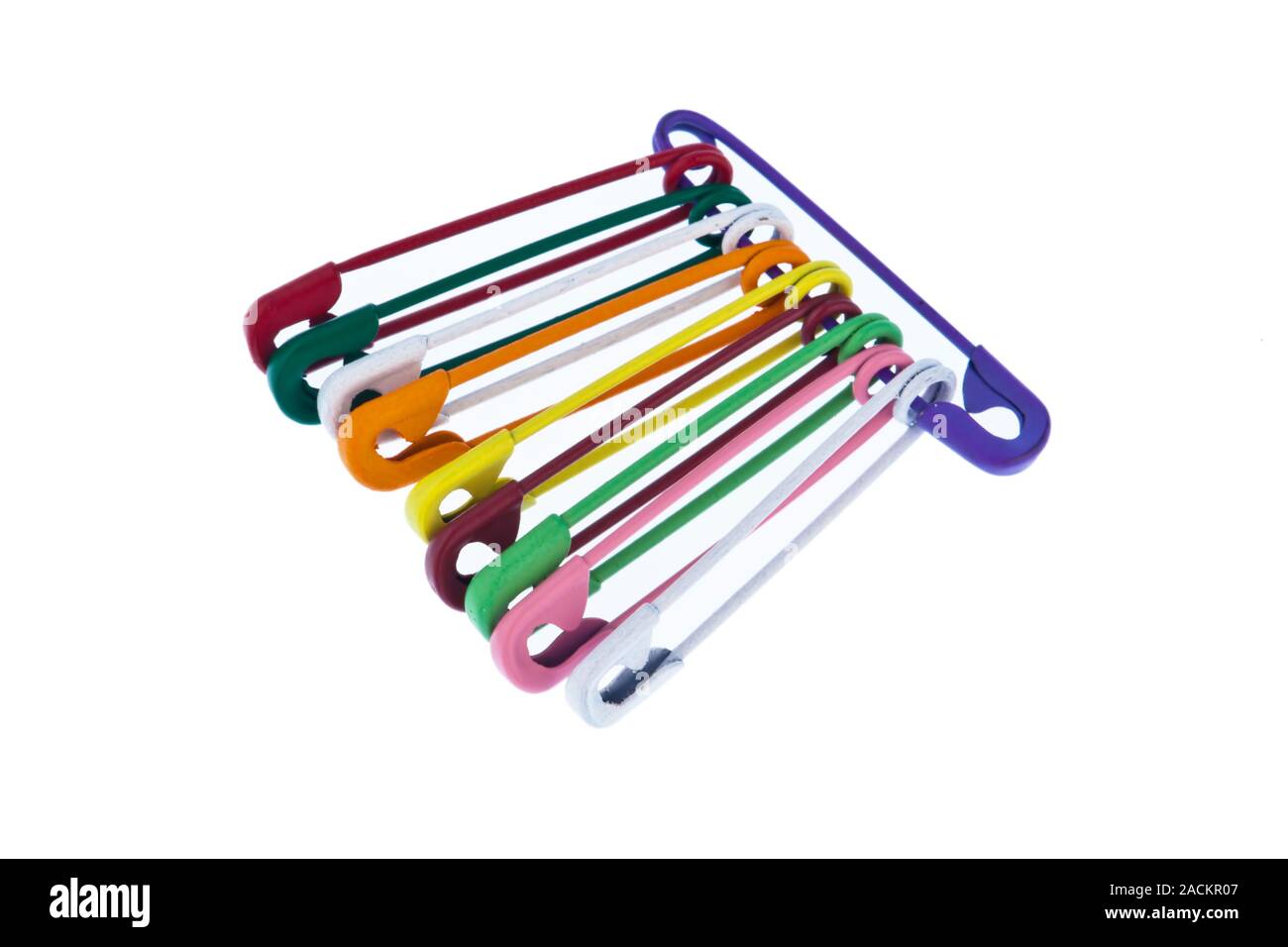 many coloured safety pins Stock Photo - Alamy