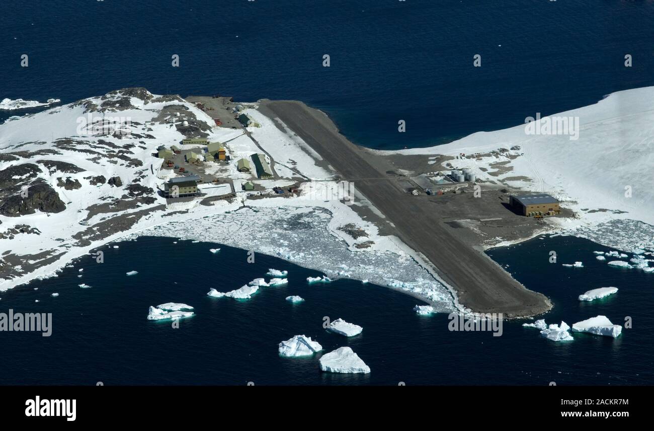 Antarctic research station. Aerial view of Rothera Research Station ...