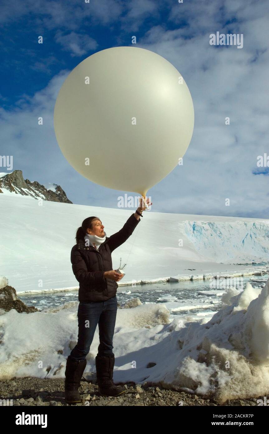 Antarctic research station. Scientist preparing to launch a ...