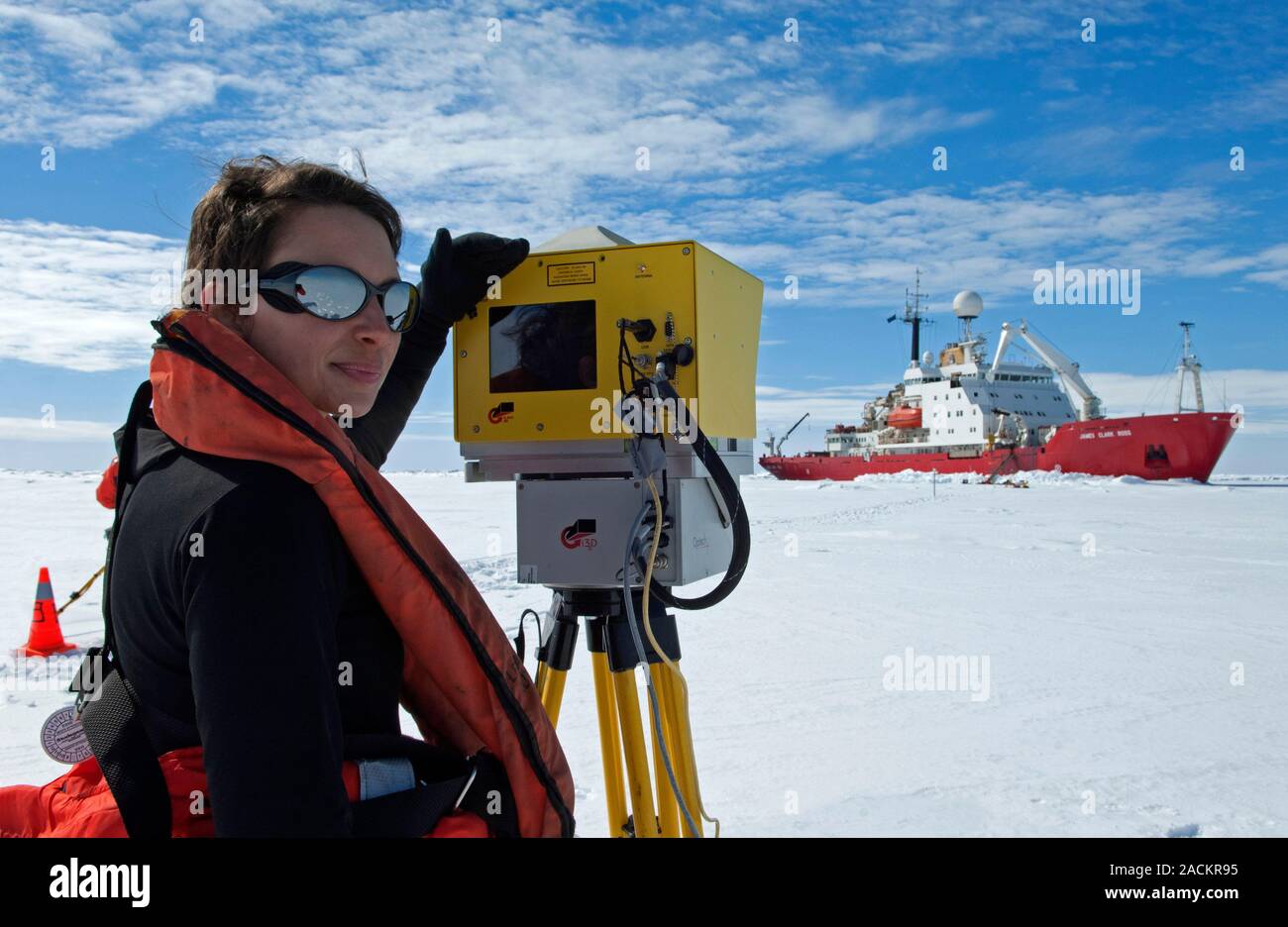 Antarctic research expedition. 360deg scanning LIDAR (Light Detection ...