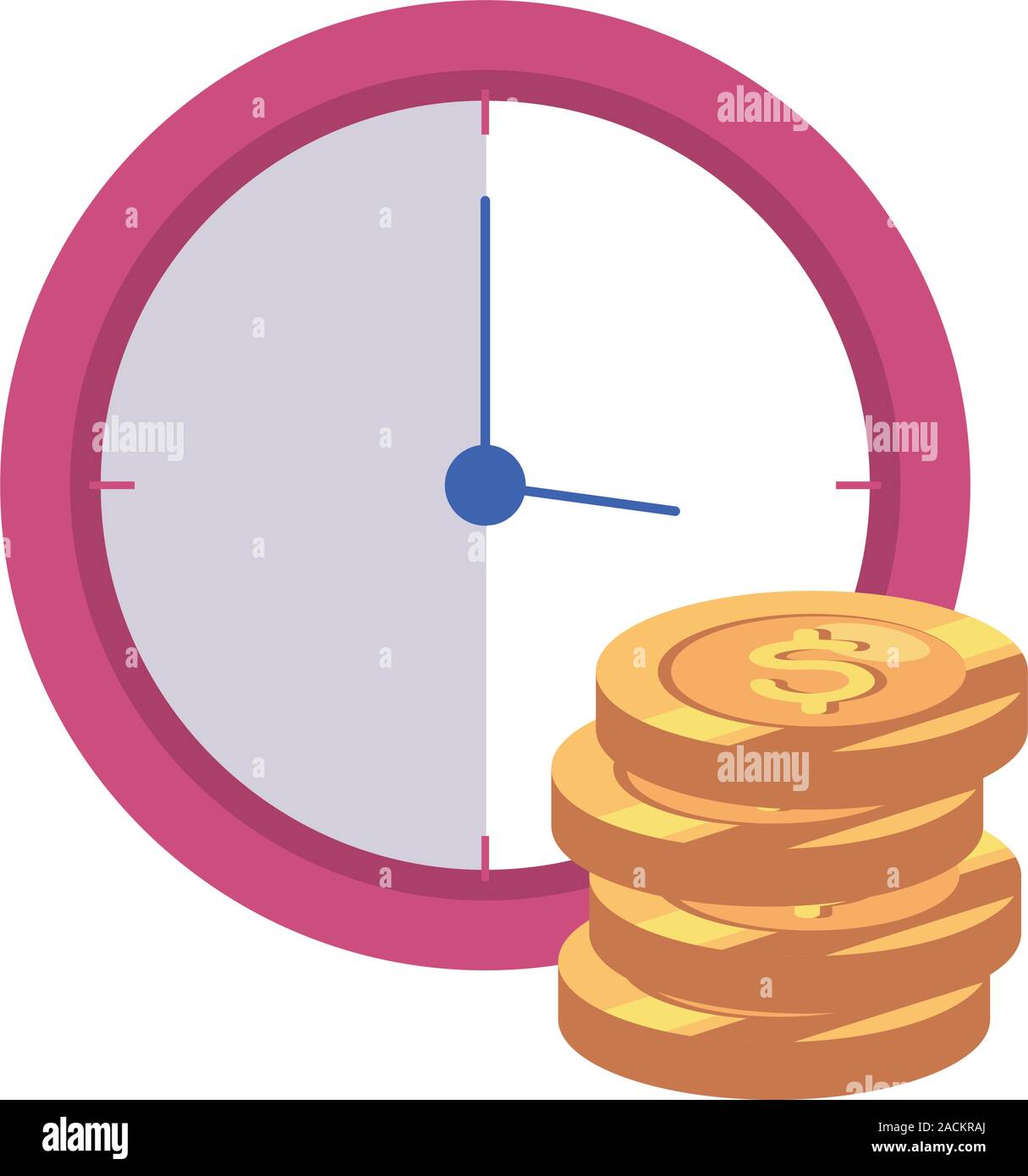 clock wall with pile coins isolated icon Stock Vector Image & Art - Alamy