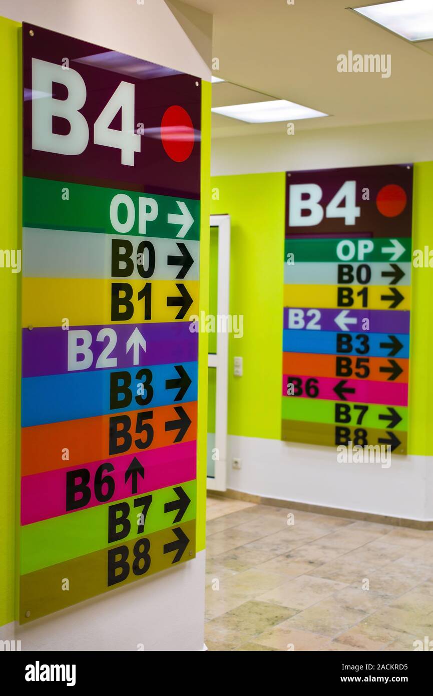 Signs for orientation in a clinic Stock Photo - Alamy