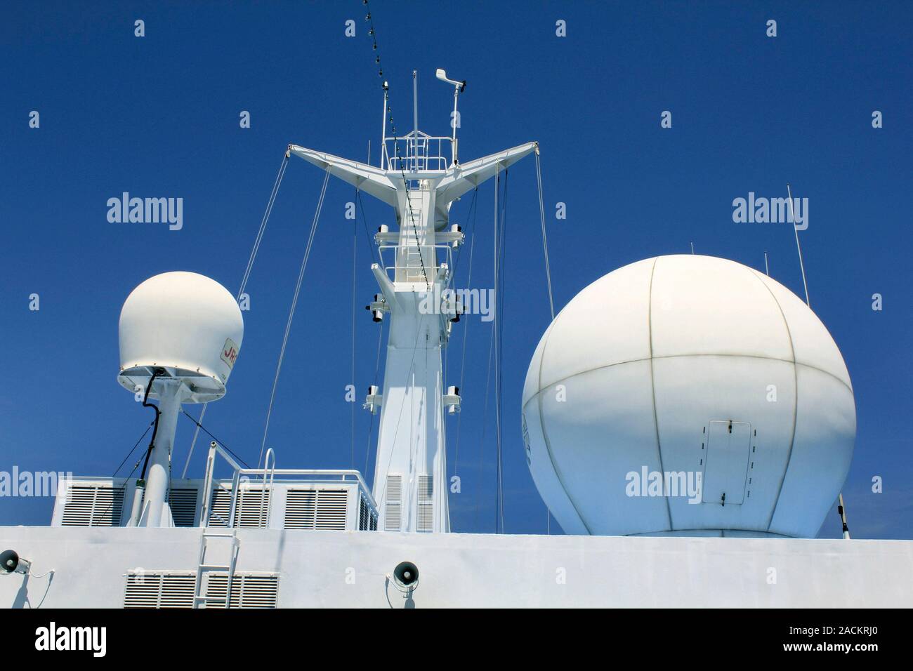 Ship radar and radio domes. These are used for navigation and ...