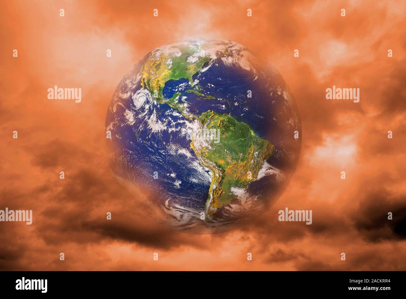 Global pollution. Conceptual image of pollution enveloping the Earth ...