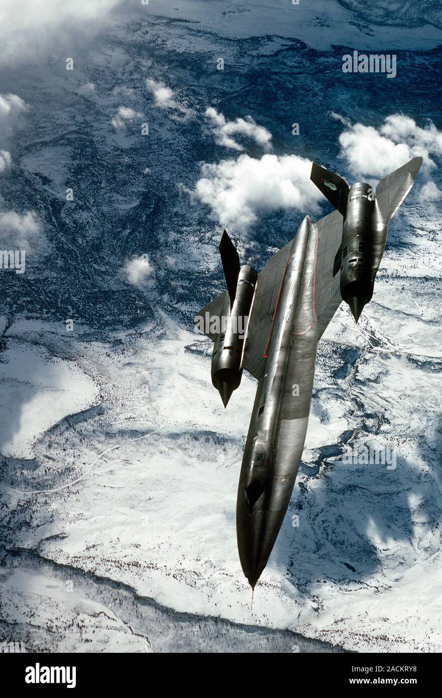 SR-71 Blackbird strategic reconnaissance aircraft in flight. This ...