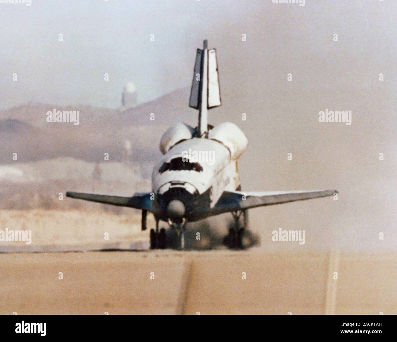 First Space Shuttle flight. Space Shuttle Columbia landing after STS-1 ...