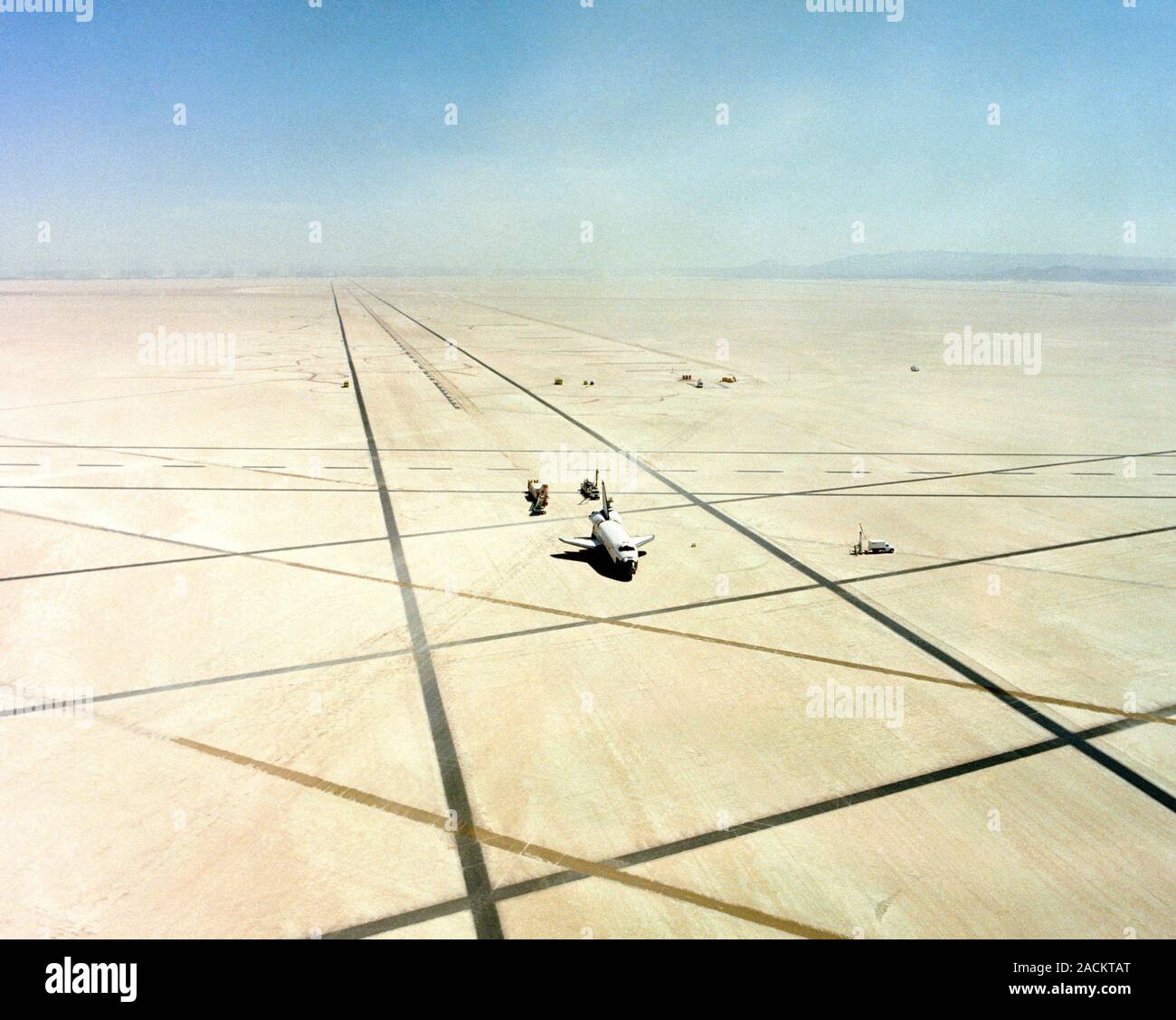 First Space Shuttle flight. Space Shuttle Columbia landing after STS-1 ...