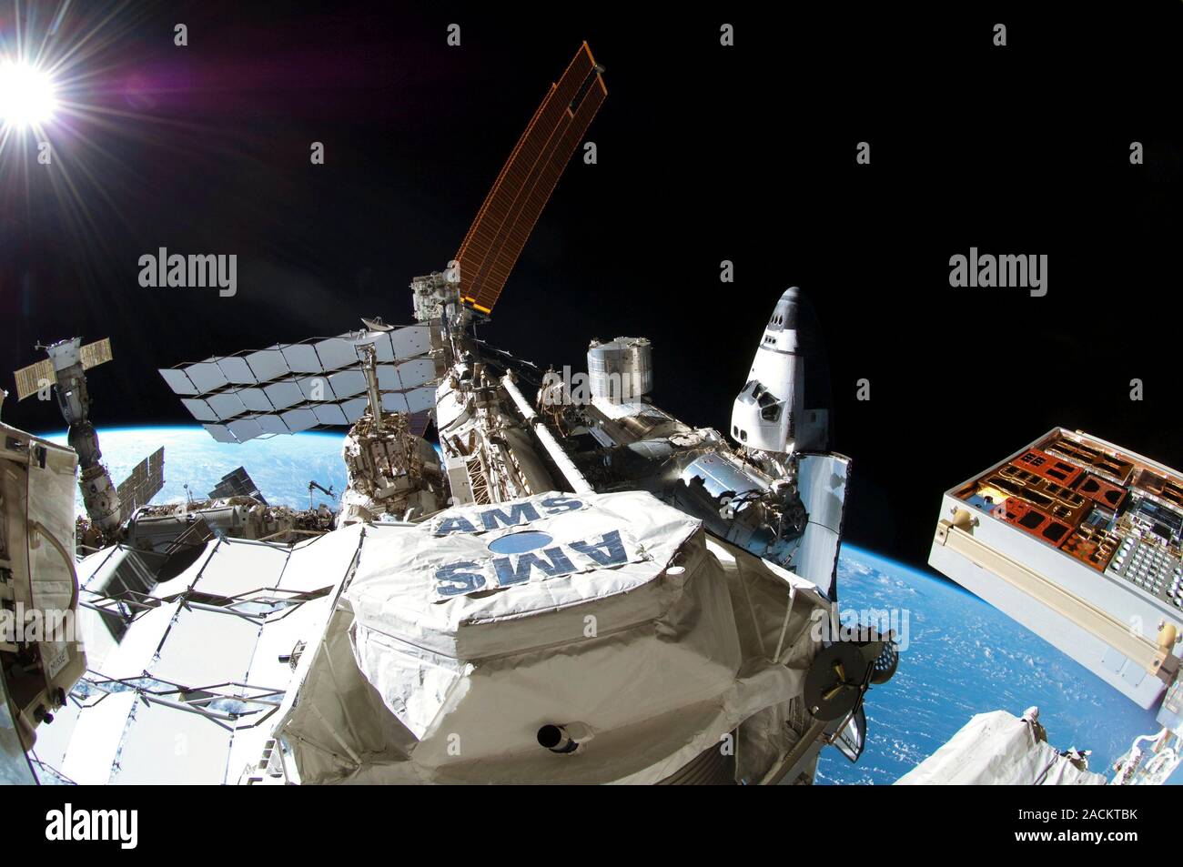 International Space Station. View of the outside of the International ...