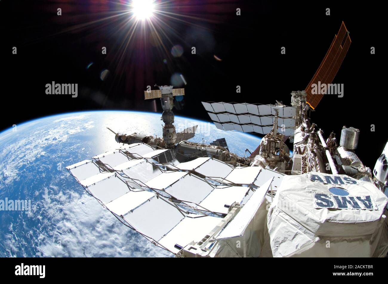 International Space Station. View of the outside of the International ...