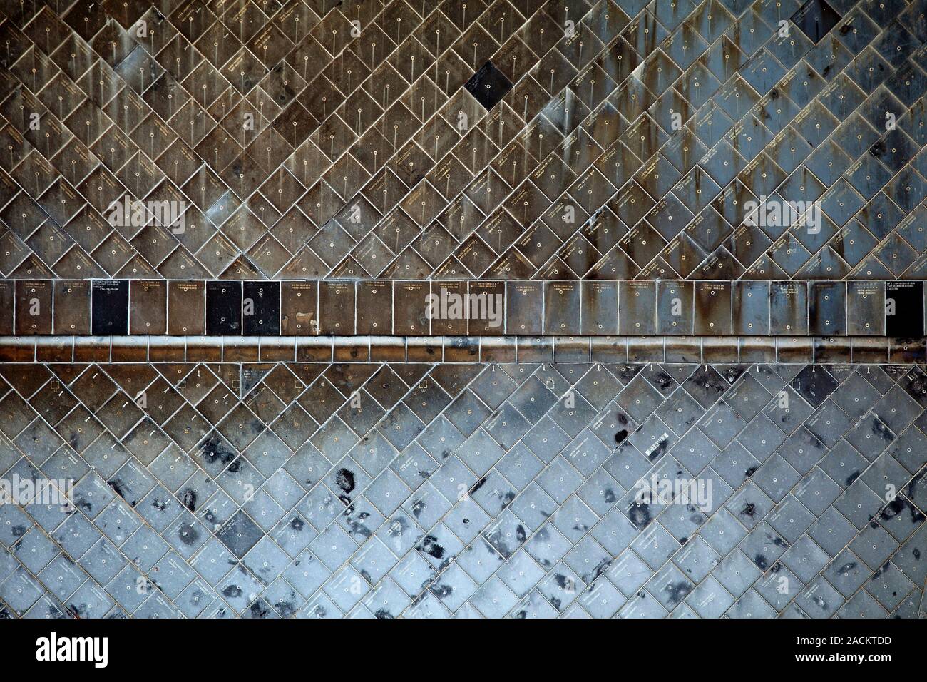 Space shuttle thermal protection tiles. Close-up of the underside of ...