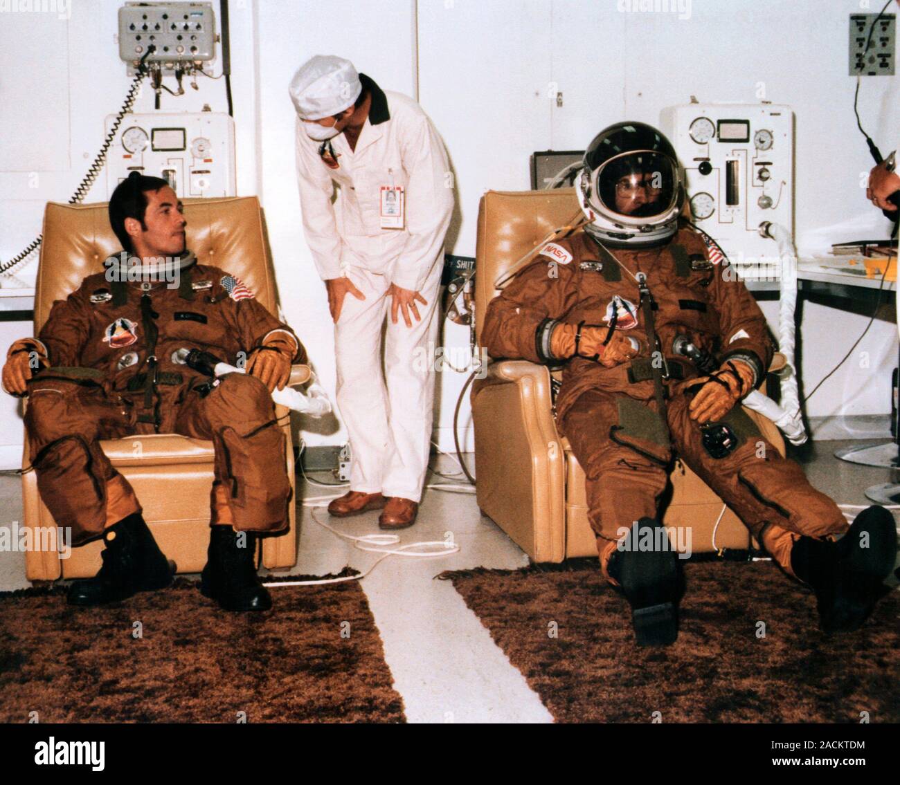 First Space Shuttle flight. Space Shuttle astronauts John Young and ...