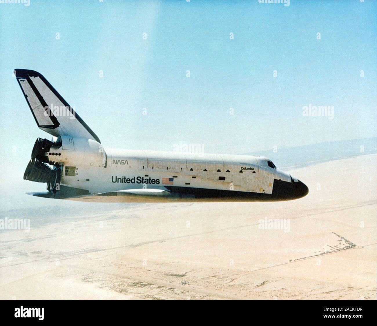 First Space Shuttle flight. Space Shuttle Columbia on its final ...