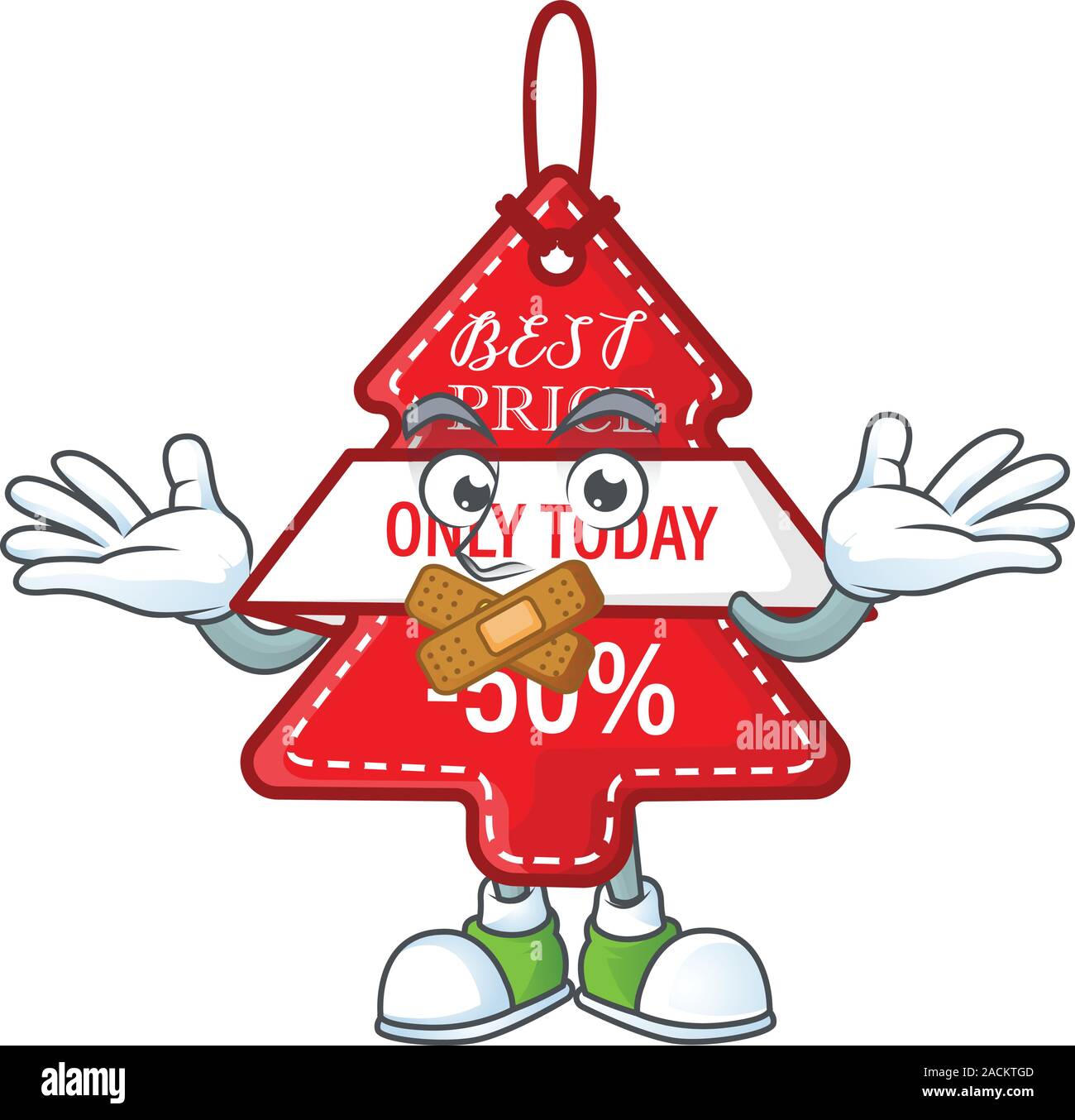 Christmas best price tag mascot cartoon character style making silent ...