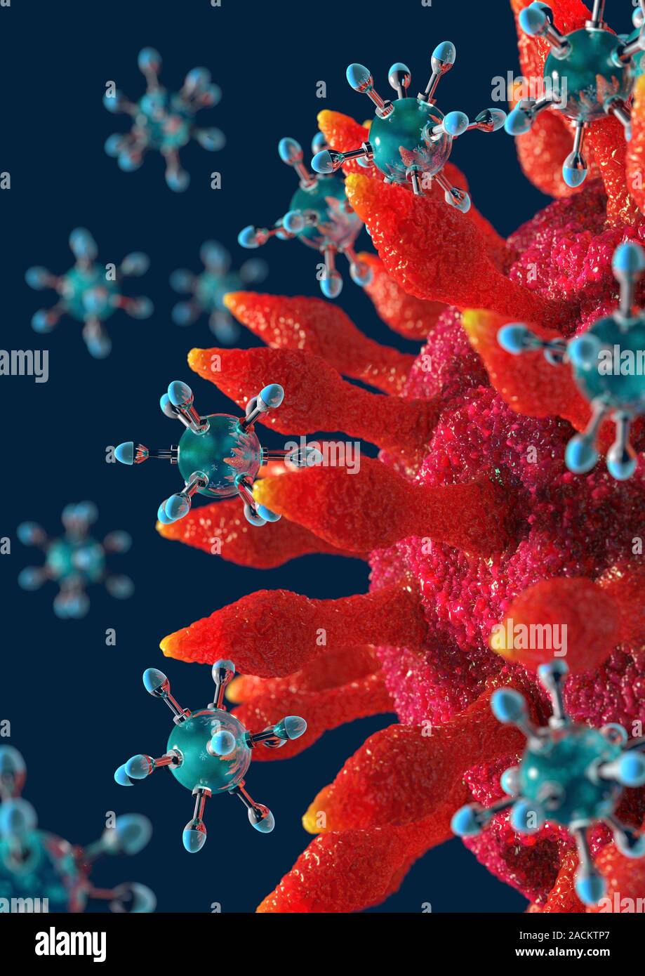 Medical nanorobots, conceptual image. Computer artwork of nanorobots ...